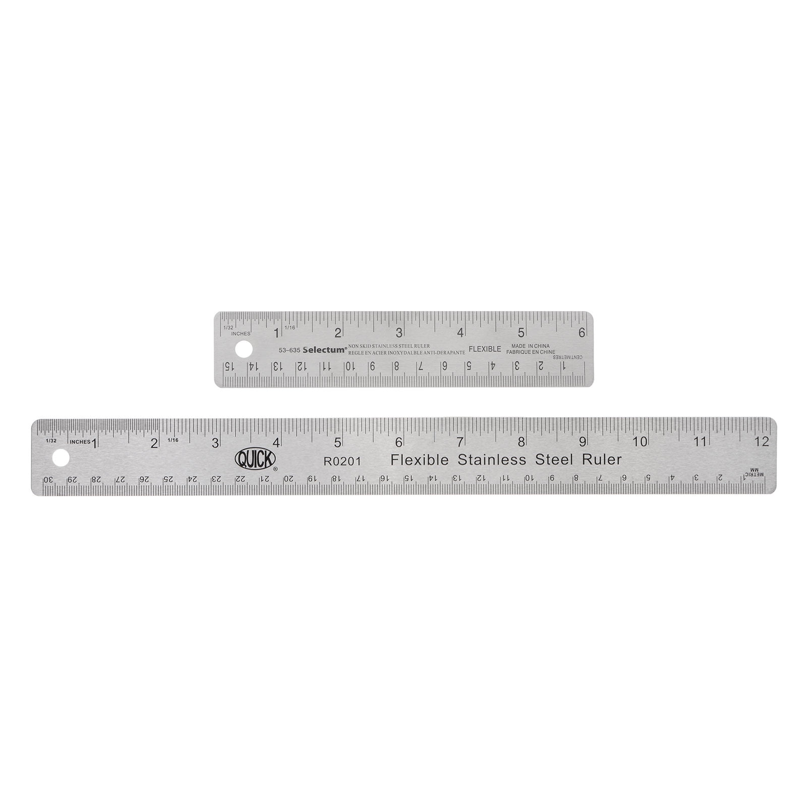 Uxcell 2pcs Stainless Steel Rulers with Non-Skid Backing 15cm/6" 30cm ...
