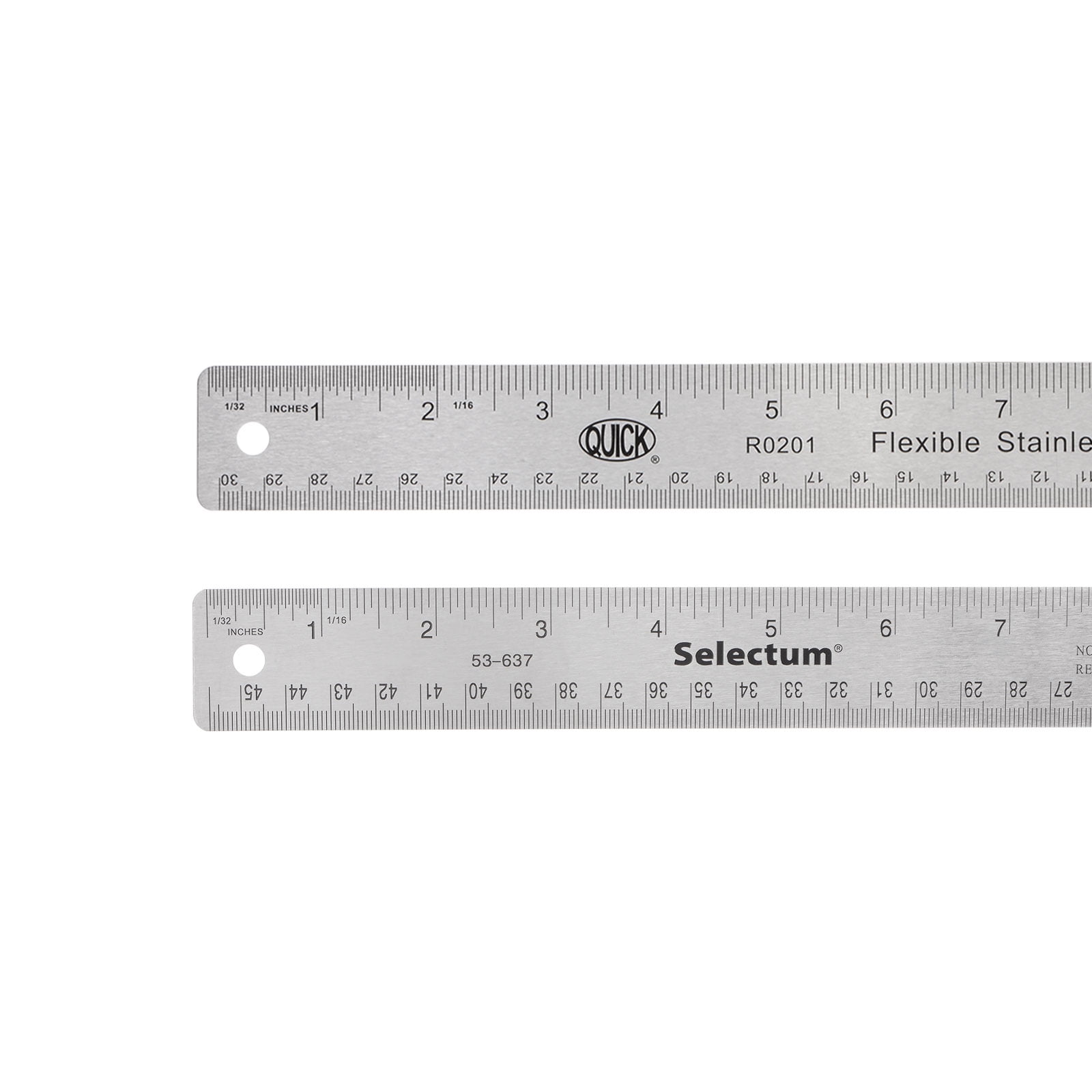 Uxcell 2pcs Stainless Steel Rulers with Non-Skid Backing 15cm/6" 45cm ...