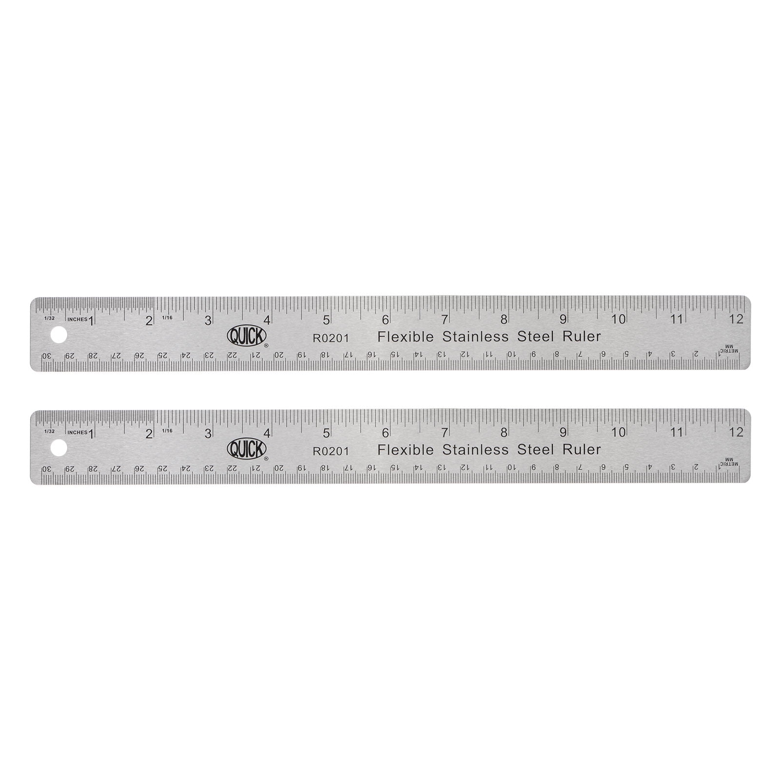 Uxcell 2pcs Stainless Steel Rulers with Non-Skid Backing 30cm/12" Inch and Metric Metal Ruler ...