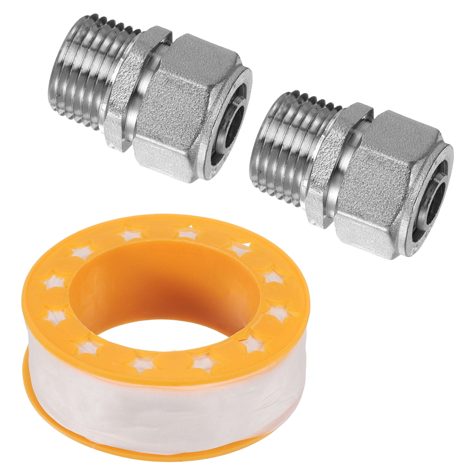 Uxcell 2pcs Straight Fitting G1/2 x 1/2 NPT Male Thread Brass-Nickel ...