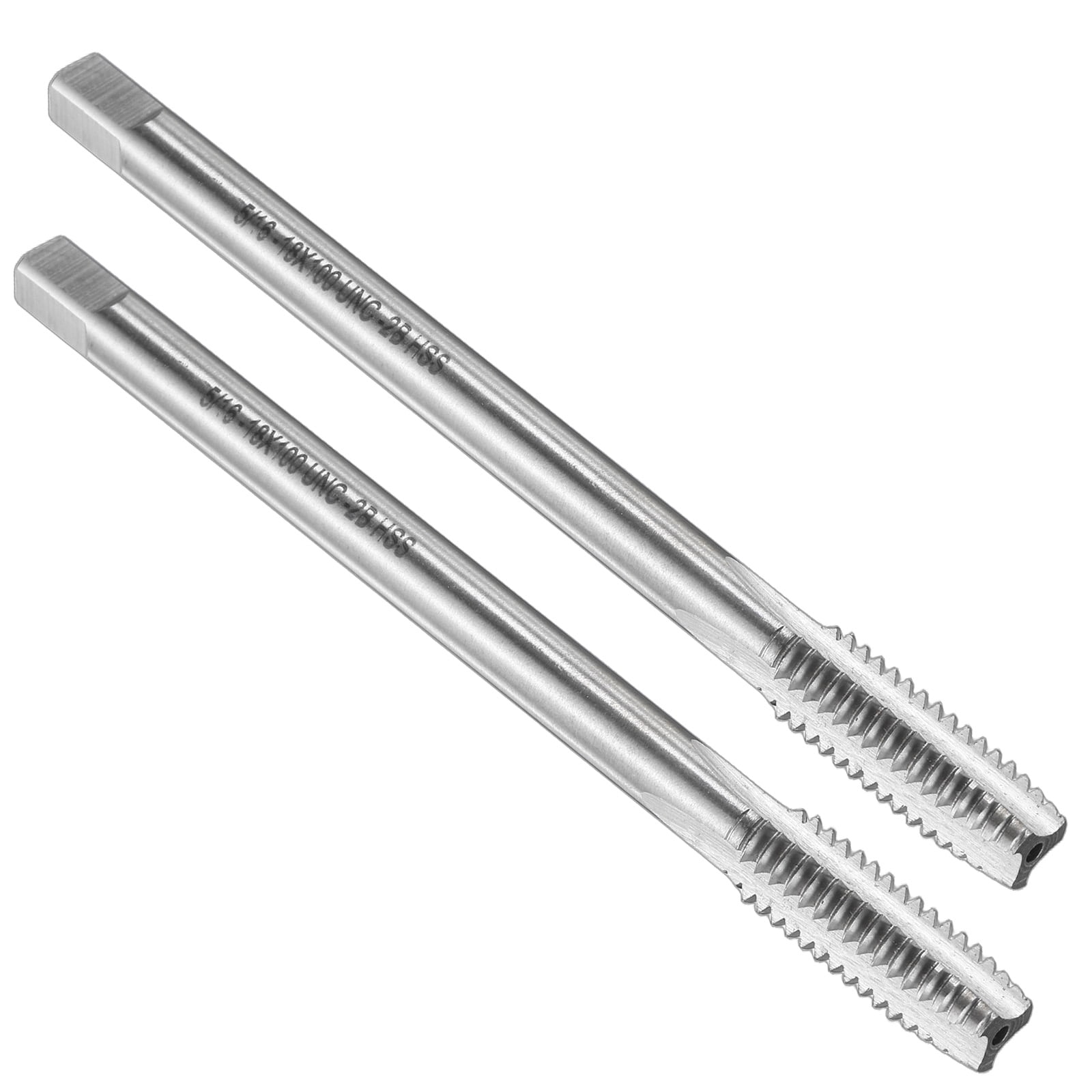 Uxcell 2pcs Straight Flute Taps 5/16-18 UNC Thread 4" Extra Long Screw ...