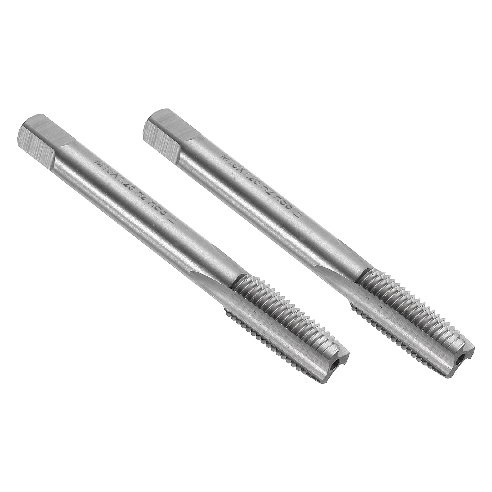 Uxcell 2pcs Straight Flute Thread Tap, M10 x 1.25 Metric Screw Threading Tapping Tool Machine ...