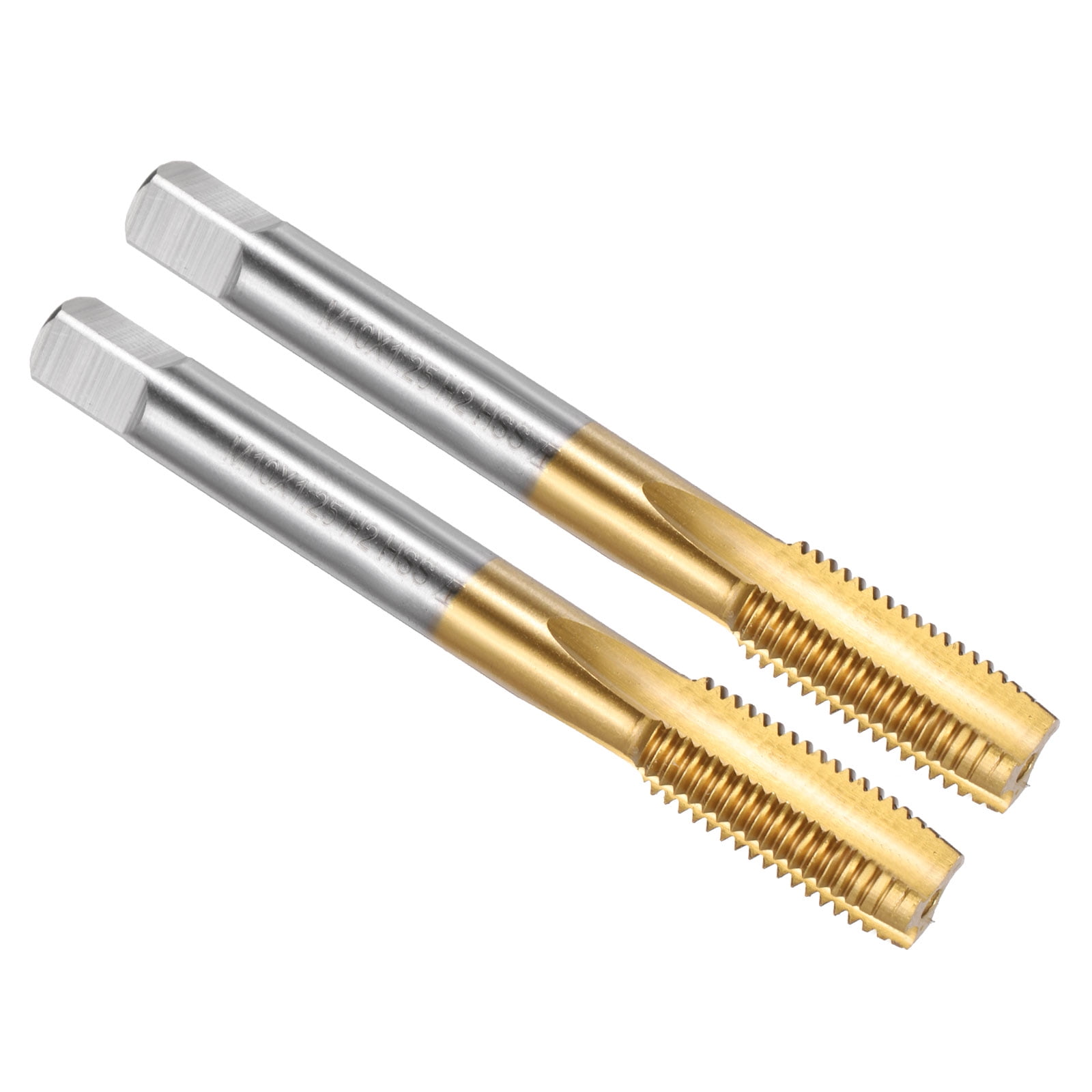 Uxcell 2pcs Straight Flute Thread Tap, M10 x 1.25 Metric Titanium Plating Screw Threading ...