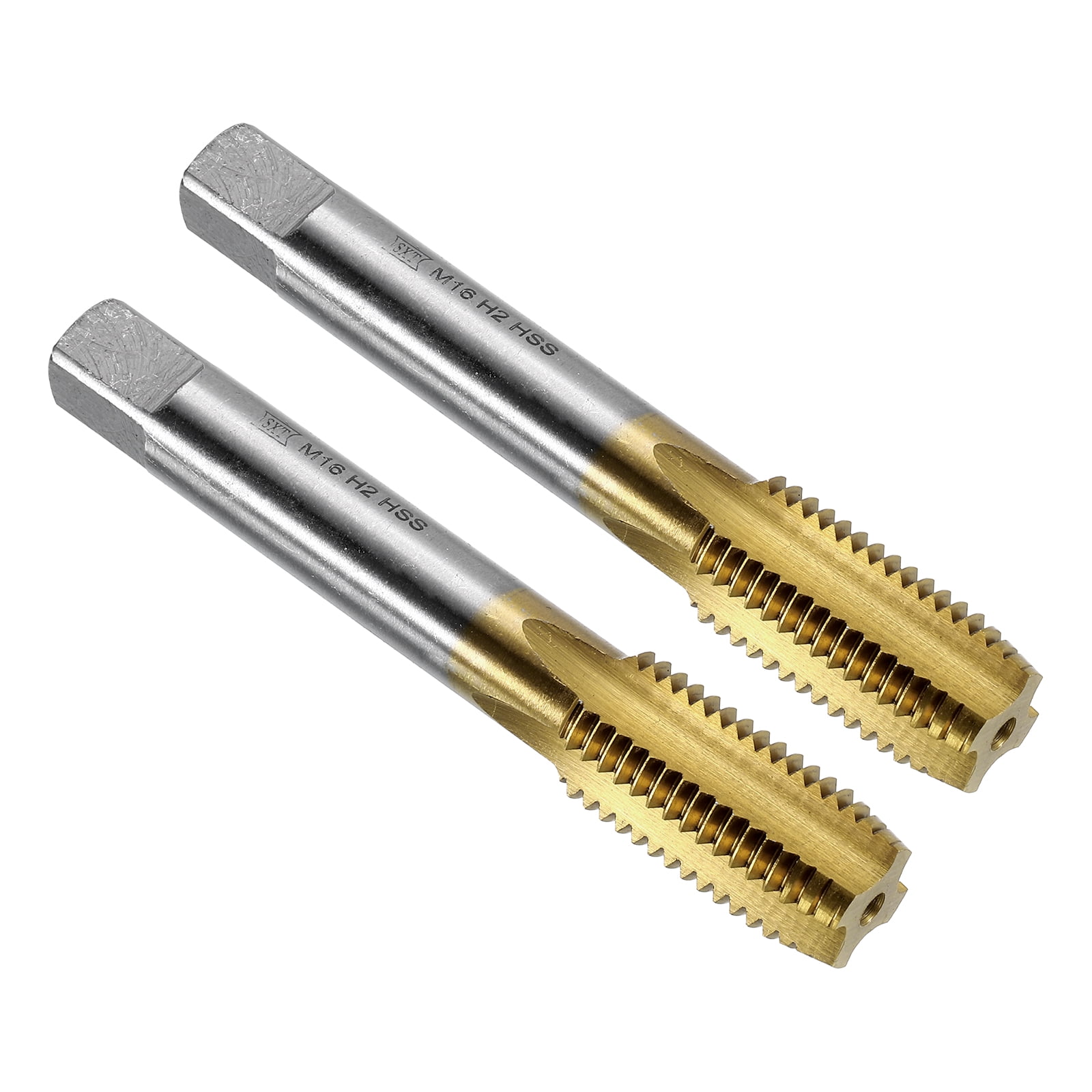 Uxcell 2pcs Straight Flute Thread Tap, M16 x 1.5 Metric Titanium Coated ...