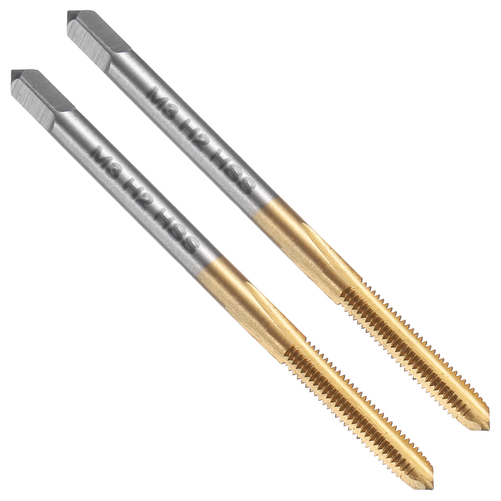 Uxcell 2pcs Straight Flute Thread Tap, M3 x 0.5 Metric Titanium Coated Screw Threading Tapping ...
