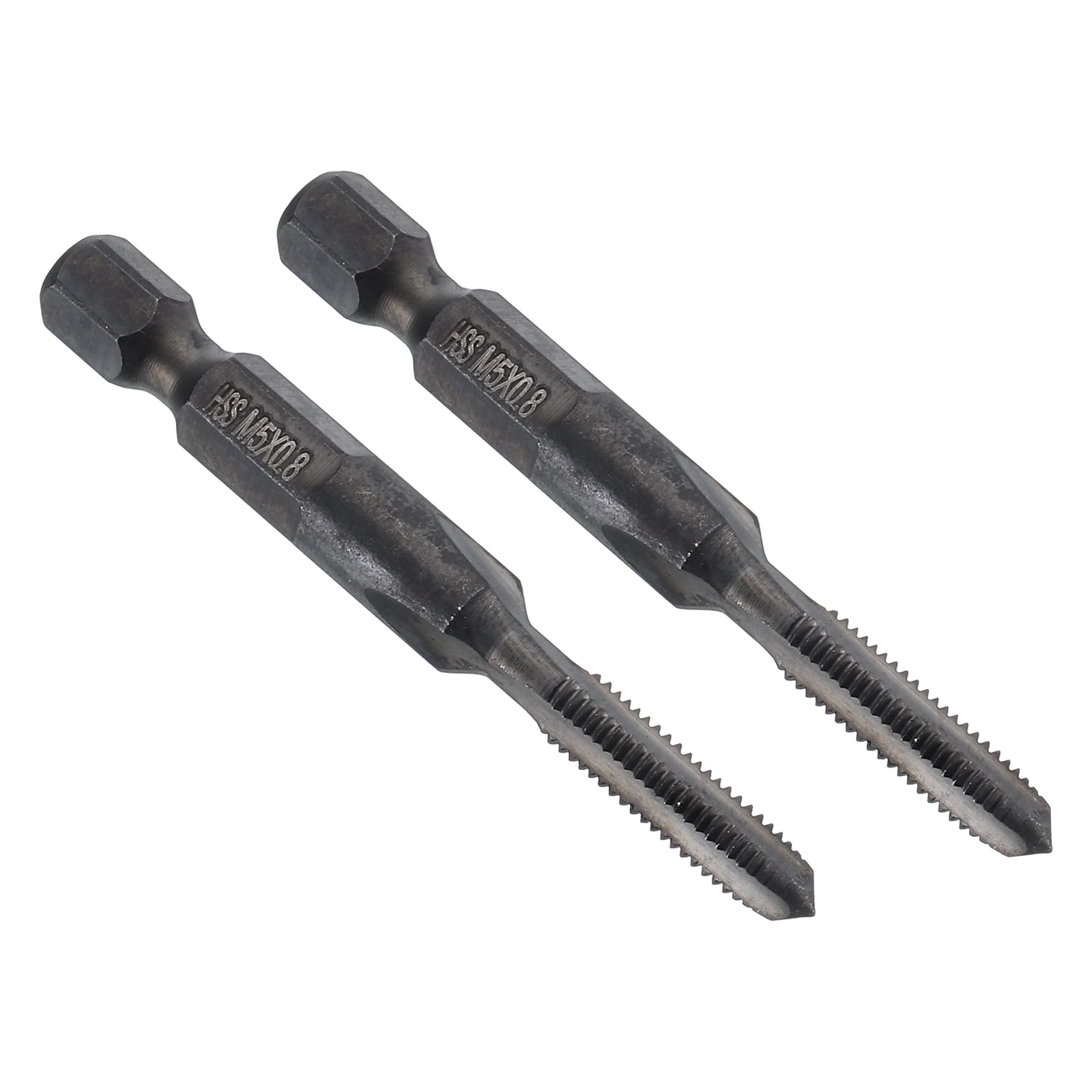 Uxcell 2pcs Straight Flute Thread Tap, M5 x 0.8 Metric Thread 1/4" Hex ...