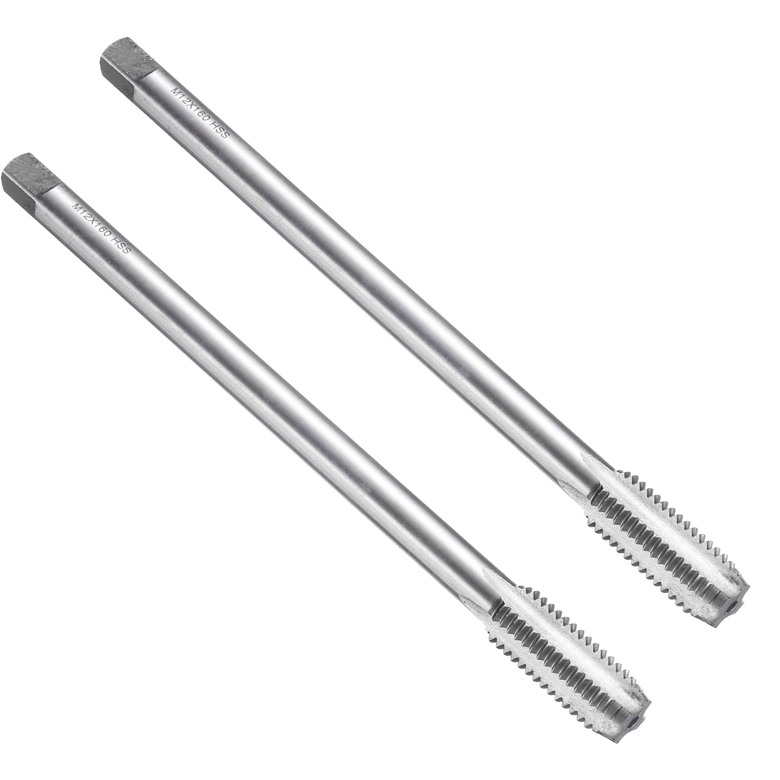 Uxcell 2pcs Straight Flute Thread Taps, M12 x 1.75 H2 160mm Extra Long ...