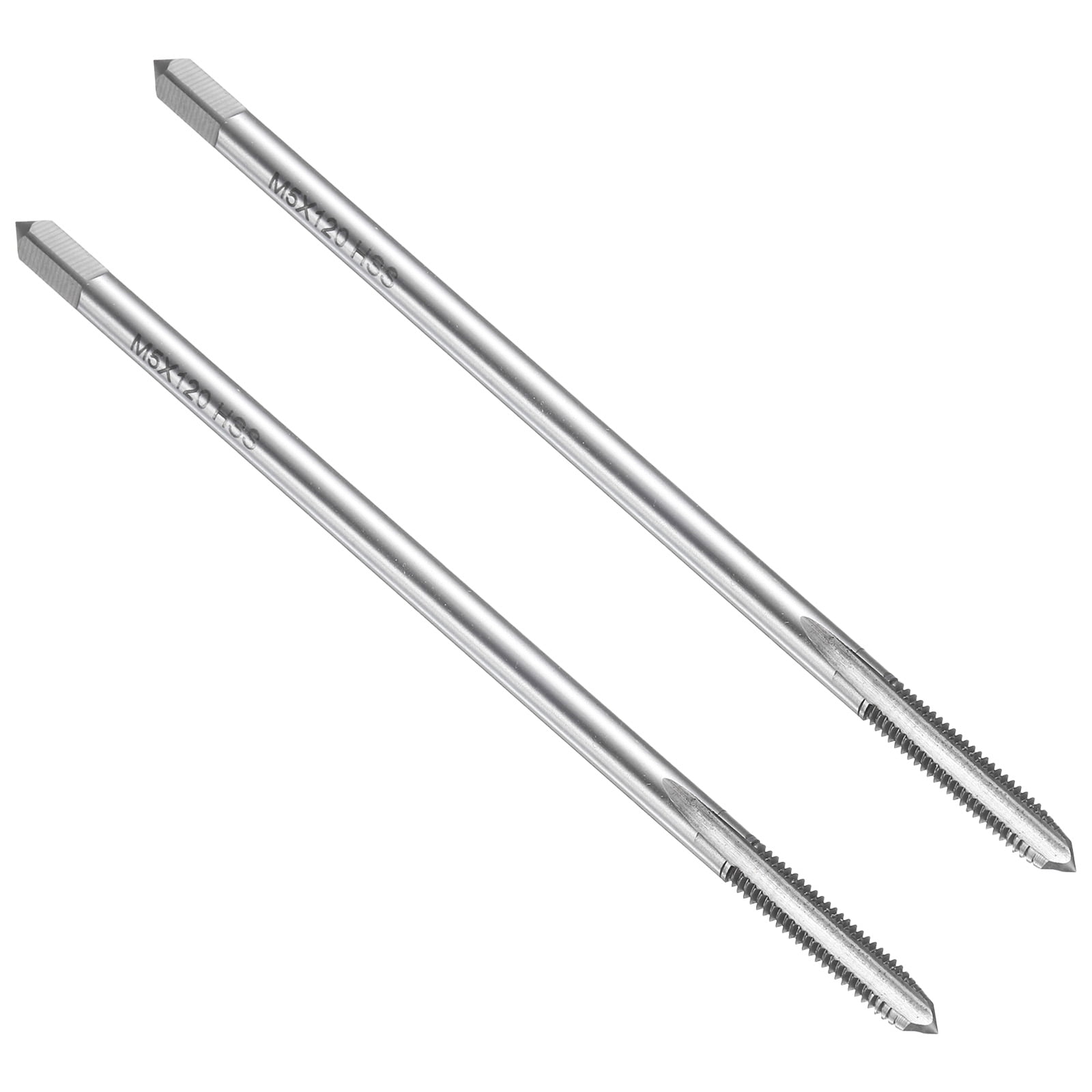 Uxcell 2pcs Straight Flute Thread Taps, M5 x 0.8 H2 120mm Extra Long ...