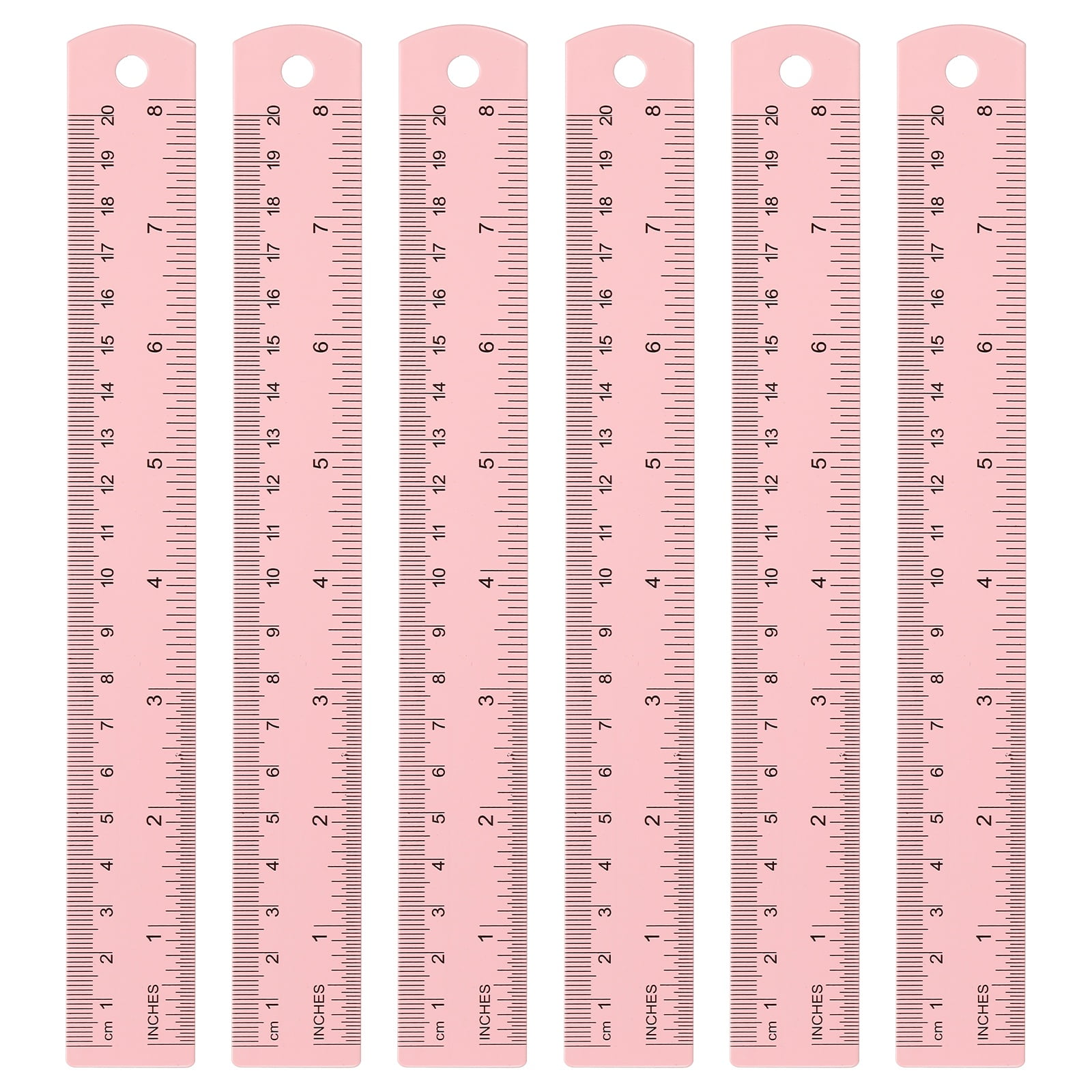 Uxcell 6pcs Straight Ruler 7.87" Metric SAE Aluminum Rulers with Hole ...