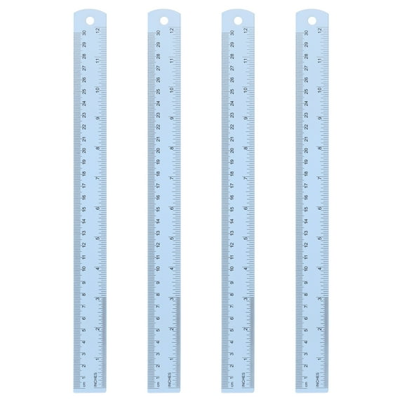 Uxcell 4pcs Straight Ruler 11.81" Metric SAE Aluminum Rulers with Hole ...