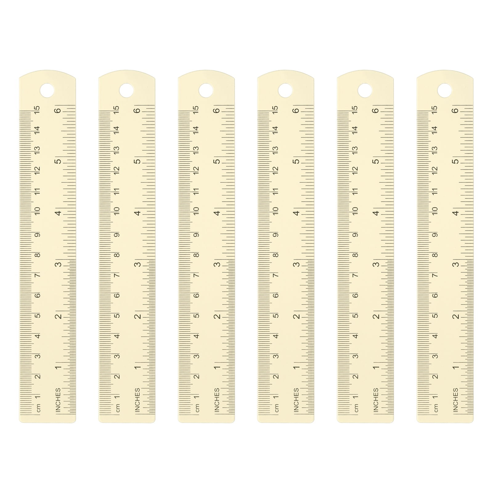Uxcell 6pcs Straight Ruler 5.9" Metric SAE Aluminum Rulers with Hole ...