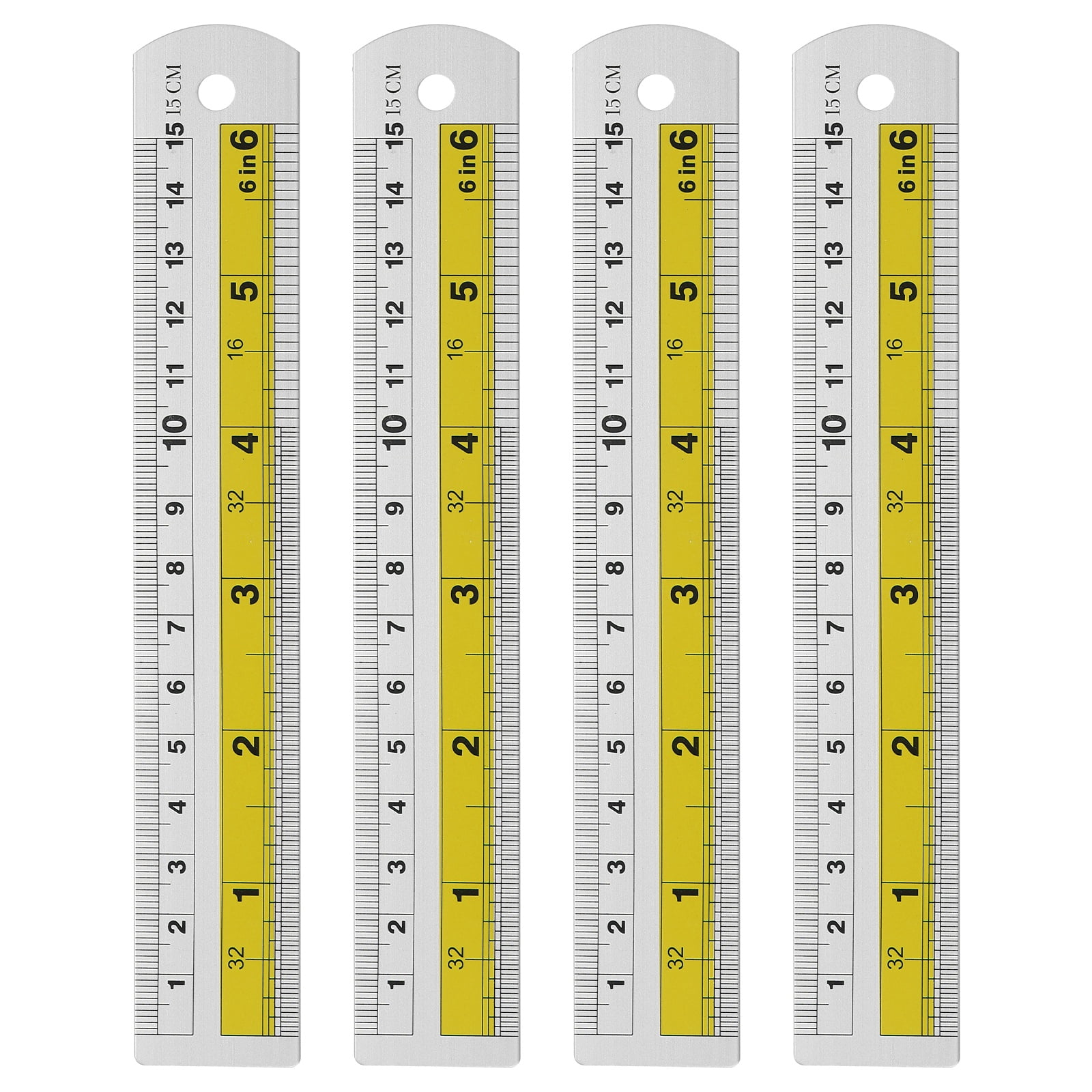 Uxcell Straight Ruler Metric SAE Aluminum Ruler with Hole for Measure ...