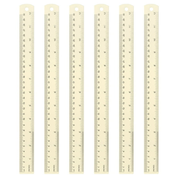 Uxcell 6pcs Straight Ruler 11.81" Metric SAE Aluminum Rulers with Hole ...