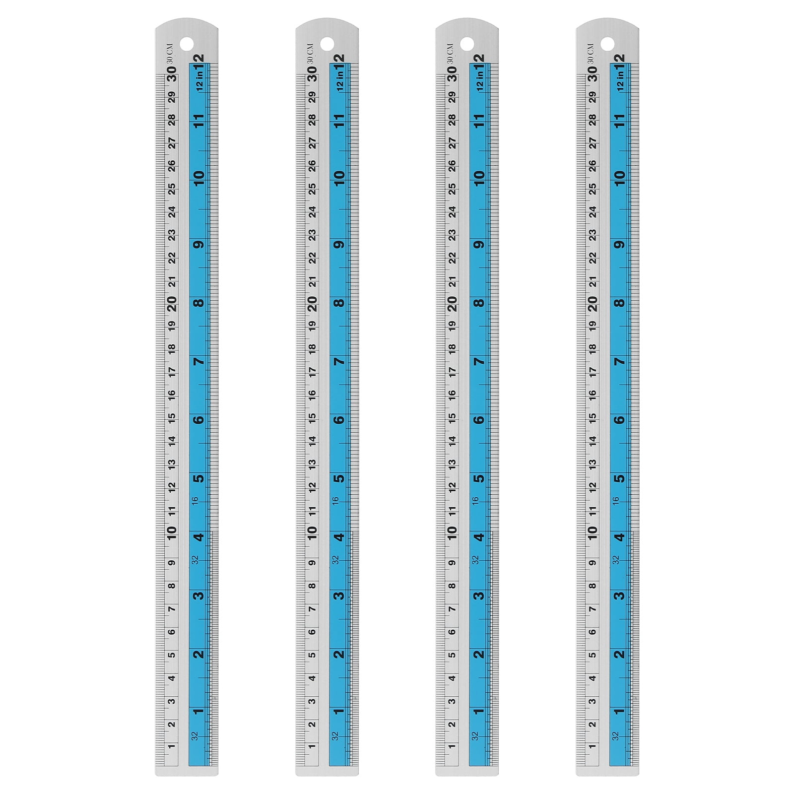 Uxcell Straight Ruler Metric SAE Aluminum Ruler with Hole for Measure ...