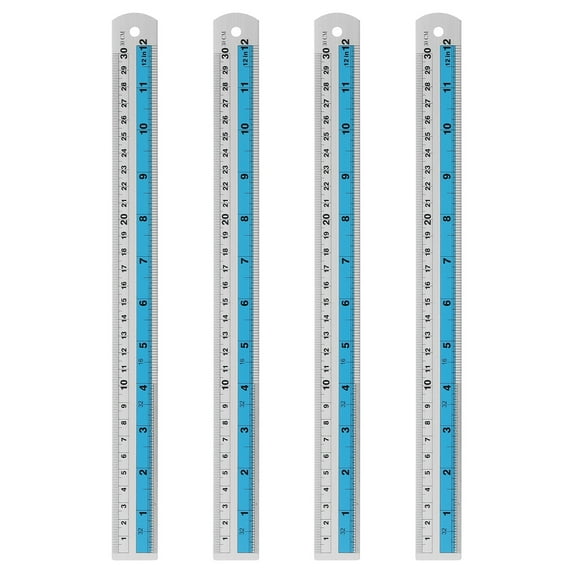 Uxcell Straight Ruler Metric SAE Aluminum Ruler with Hole for Measure ...