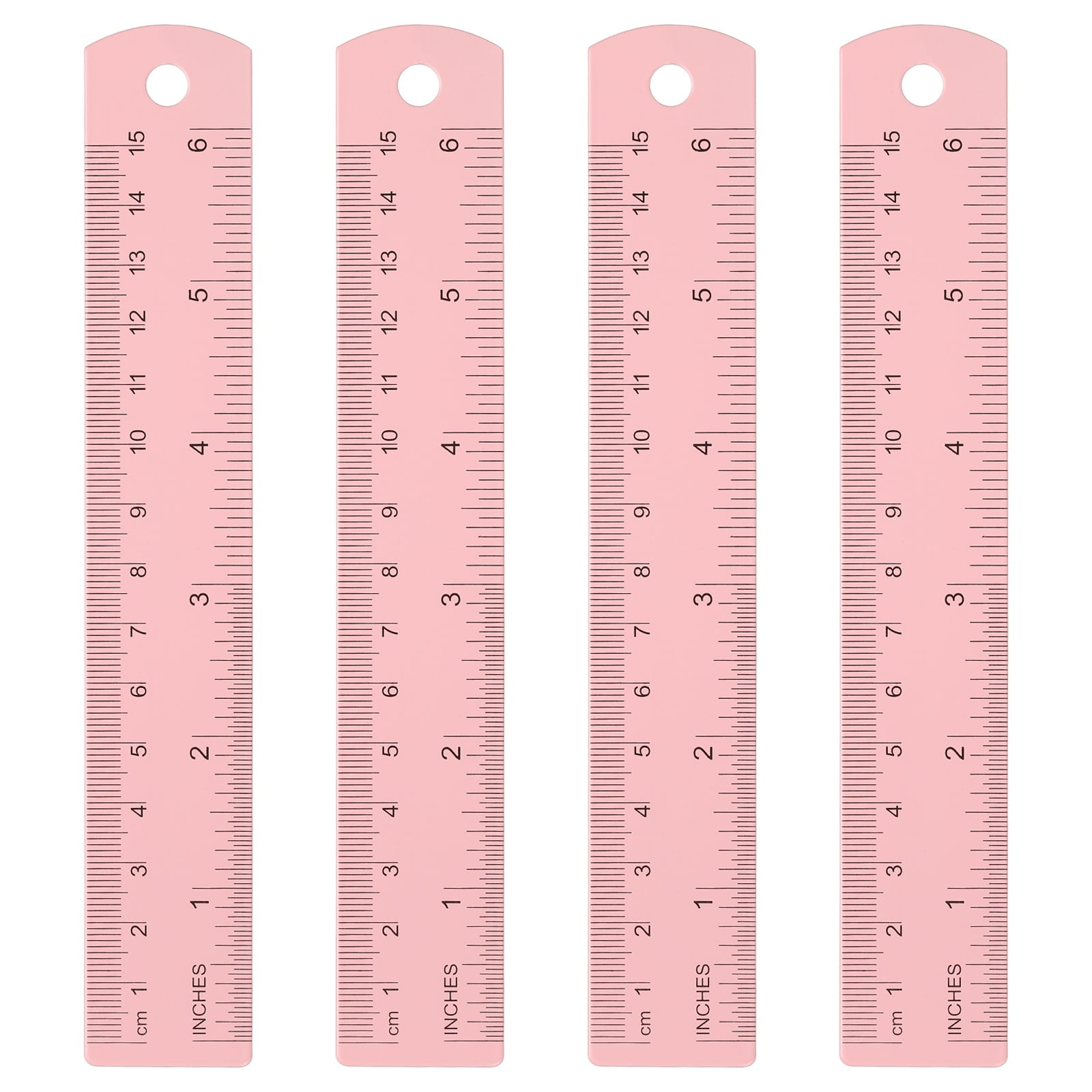 Uxcell 4pcs Straight Ruler 5.9" Metric SAE Aluminum Rulers with Hole ...