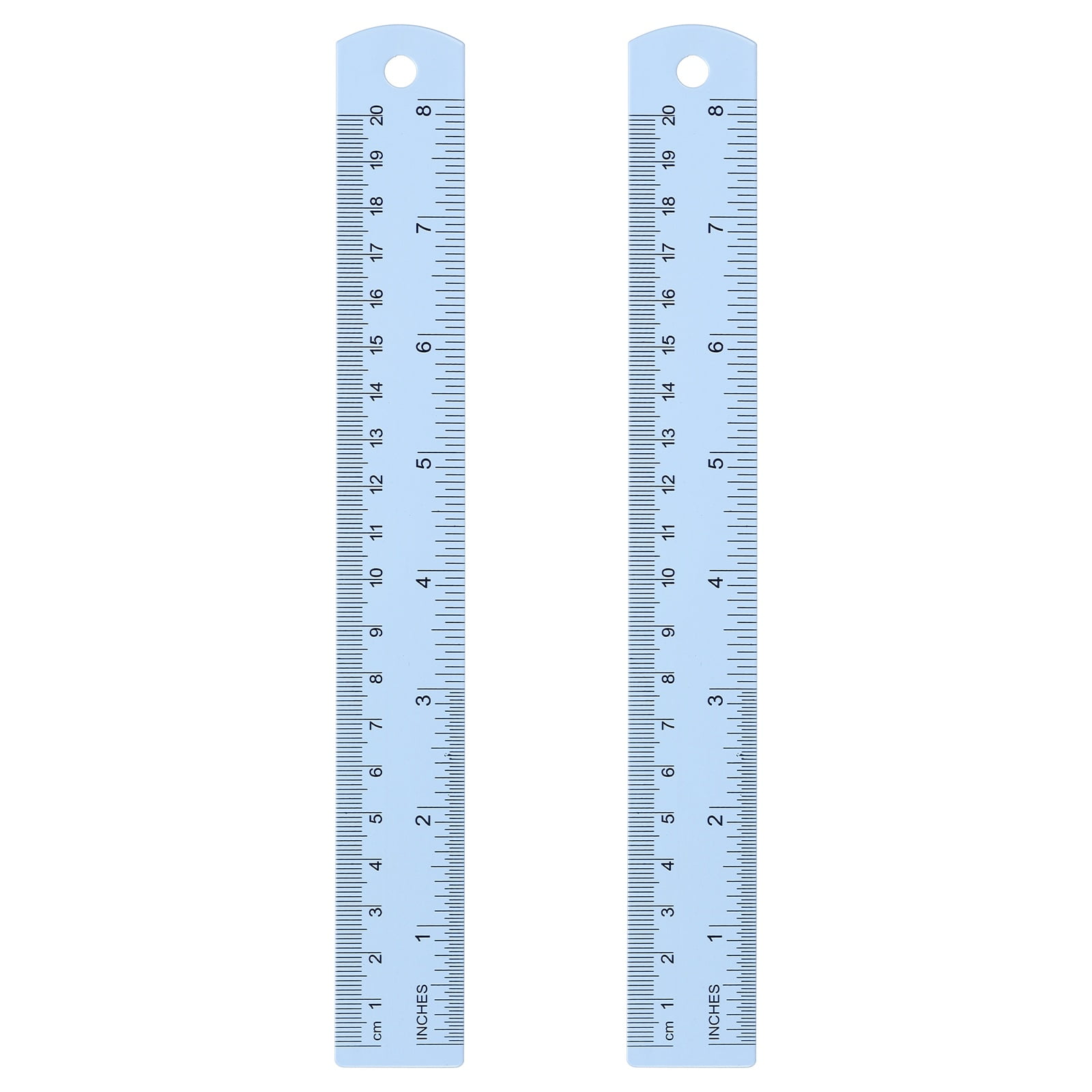 Uxcell 2pcs Straight Ruler 7.87" Metric SAE Aluminum Rulers with Hole ...