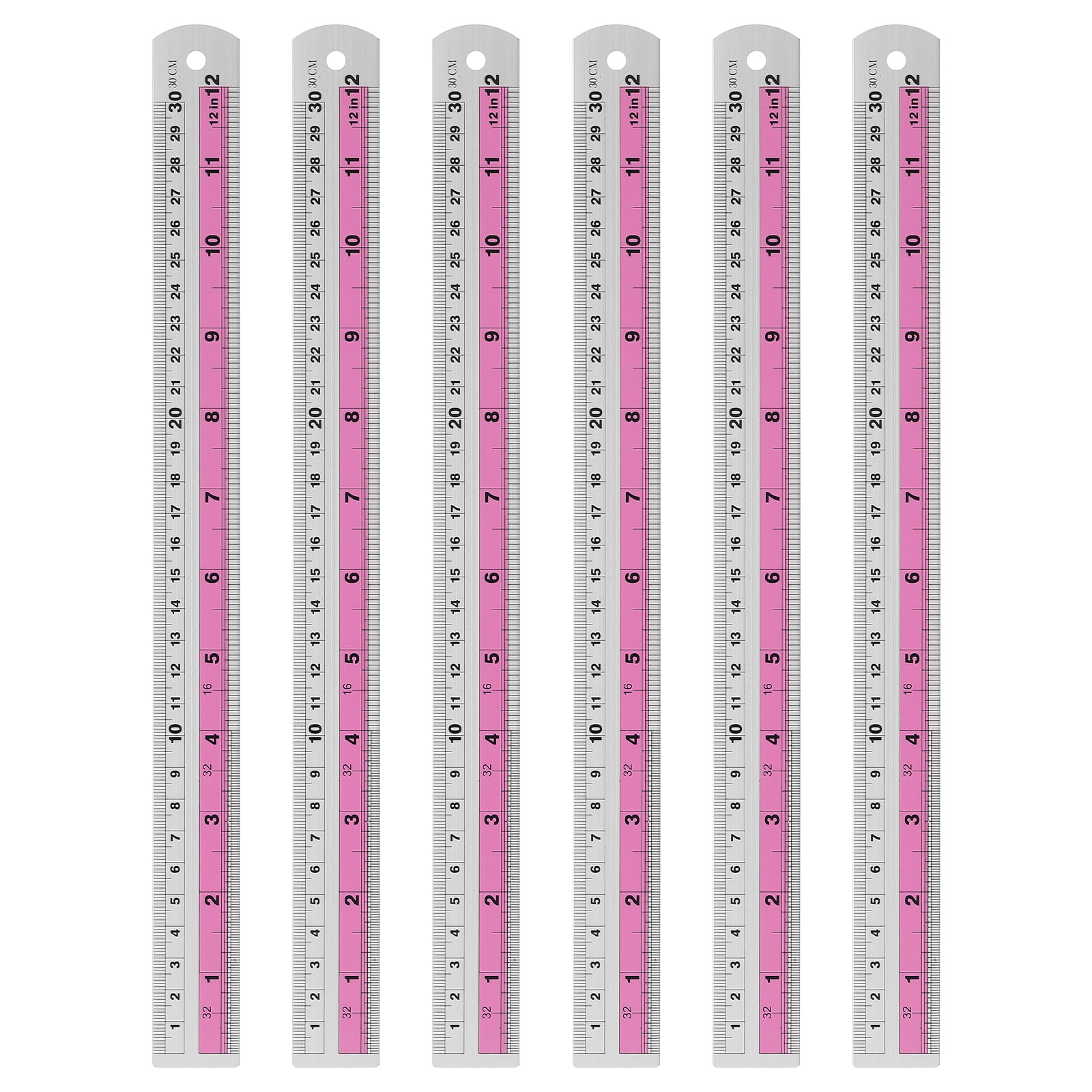 Uxcell Straight Ruler Metric SAE Aluminum Ruler with Hole for Measure ...