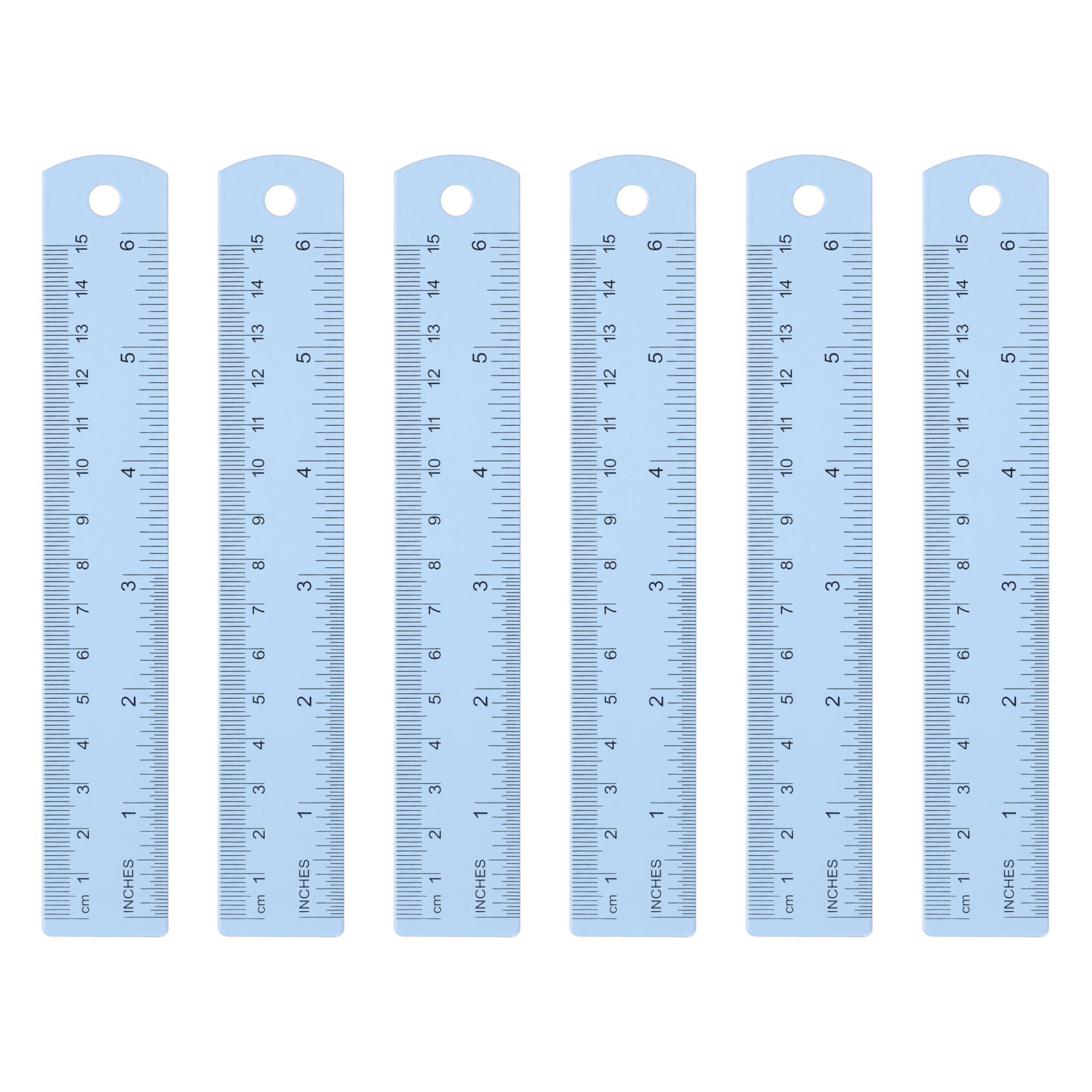Uxcell 6pcs Straight Ruler 5.9" Metric SAE Aluminum Rulers with Hole ...