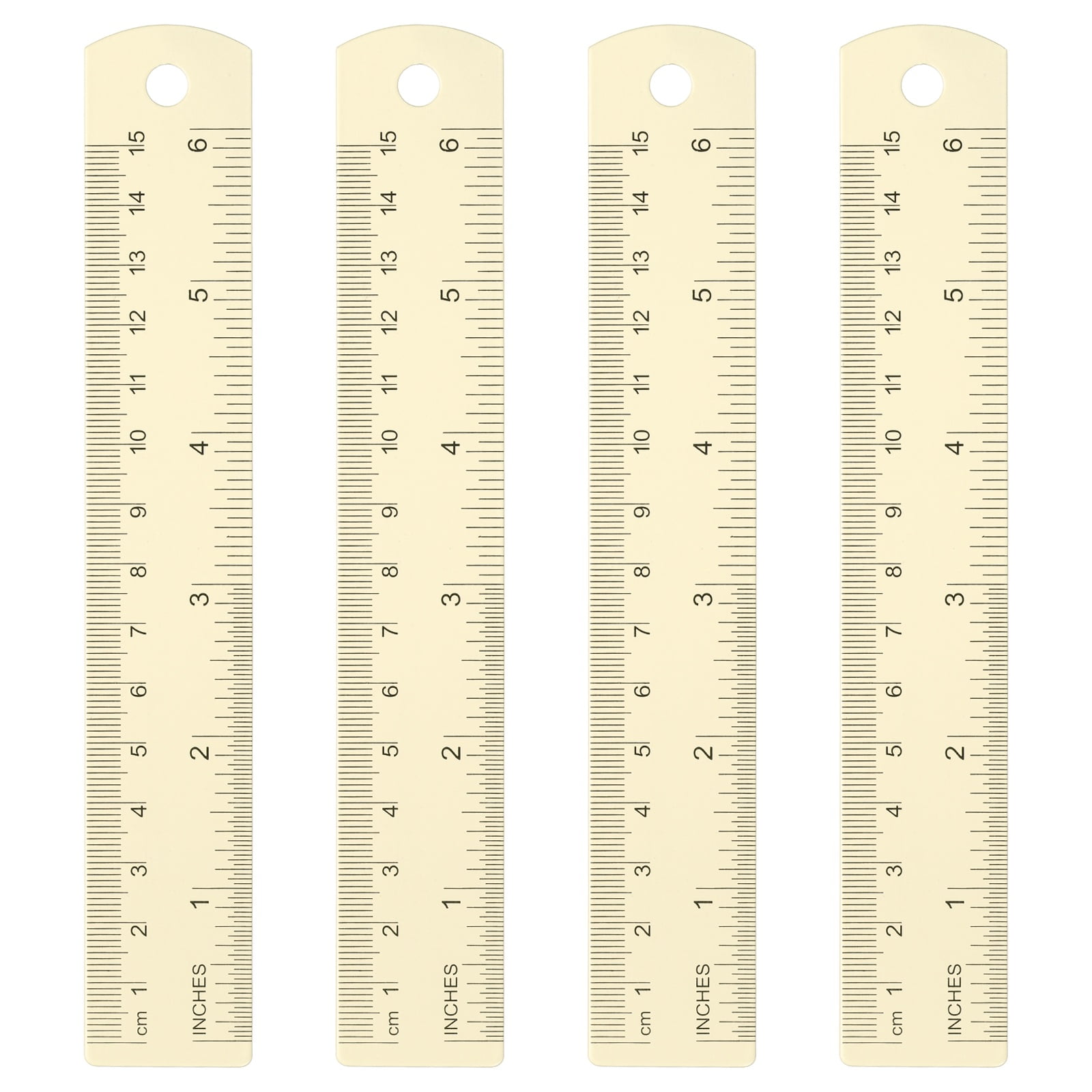 Uxcell 4pcs Straight Ruler 5.9" Metric SAE Aluminum Rulers with Hole ...