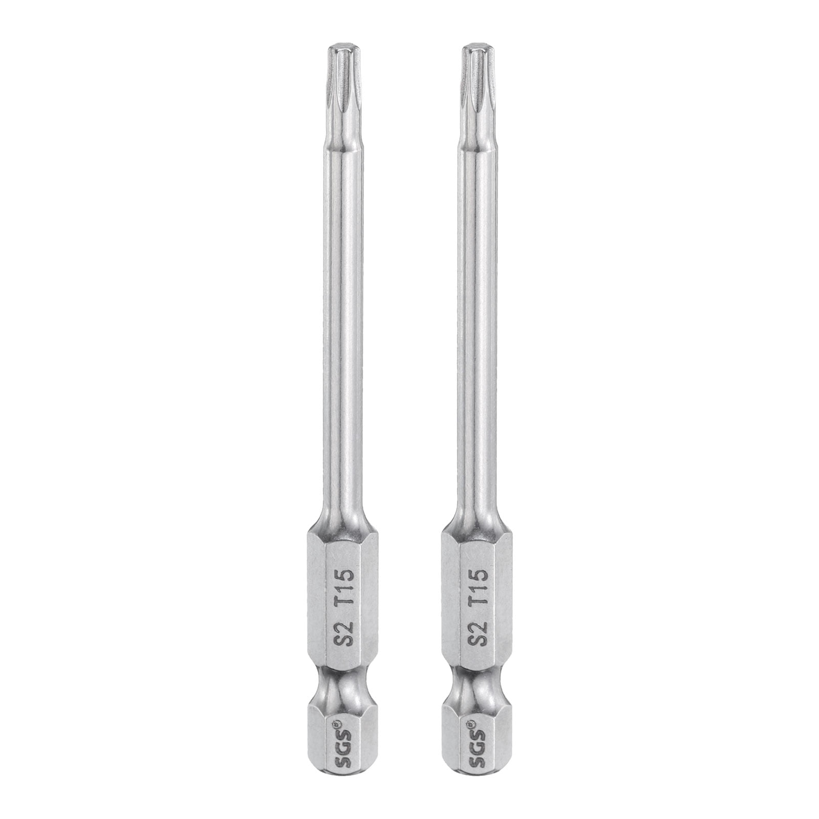 Uxcell 2pcs T15 Torx Bit 1/4" Hex Shank 3" S2 Steel Magnetic Tamper ...
