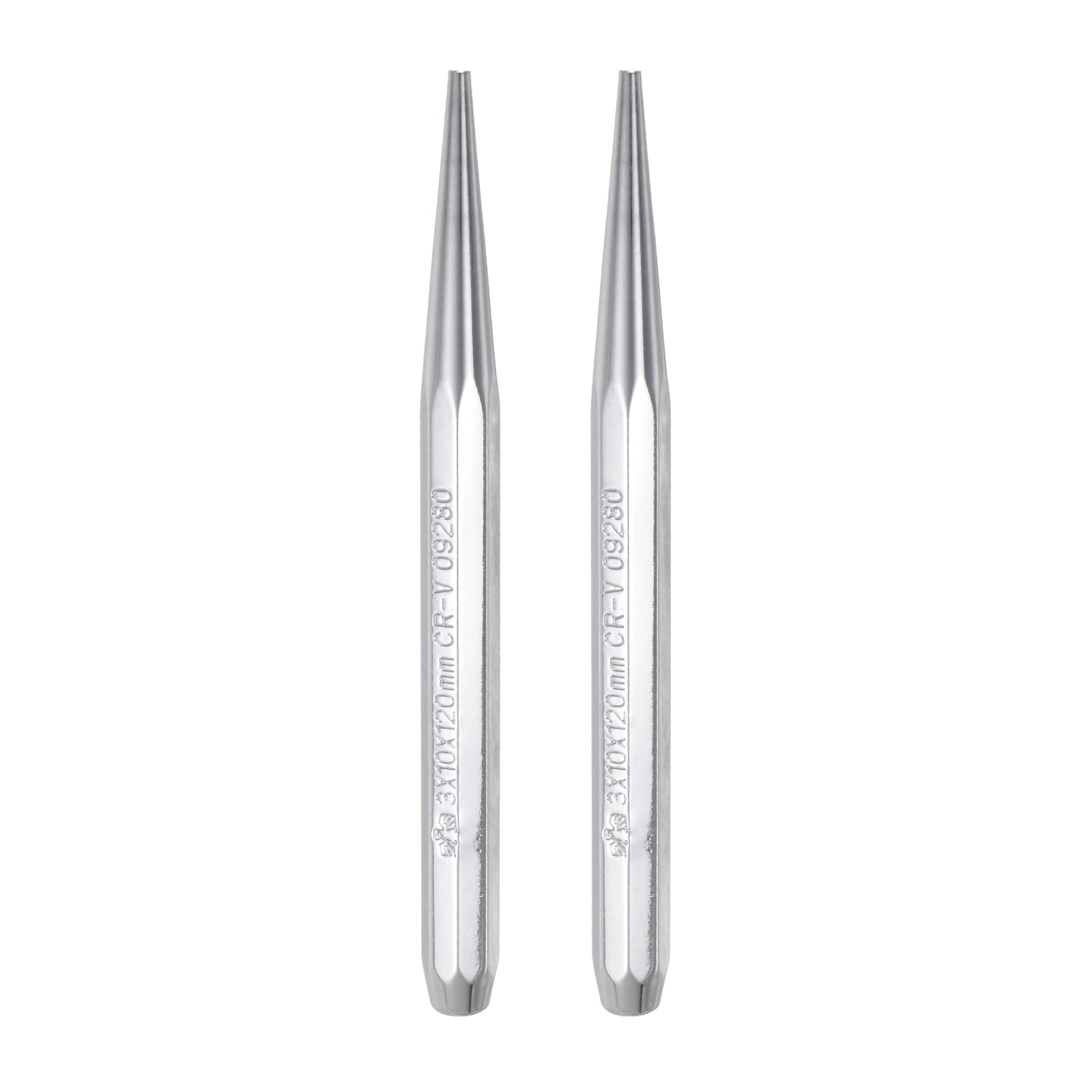 Uxcell 2pcs Taper Punch 1/8"x4.7"(3x120mm) CR-V Steel Round Tip Non ...