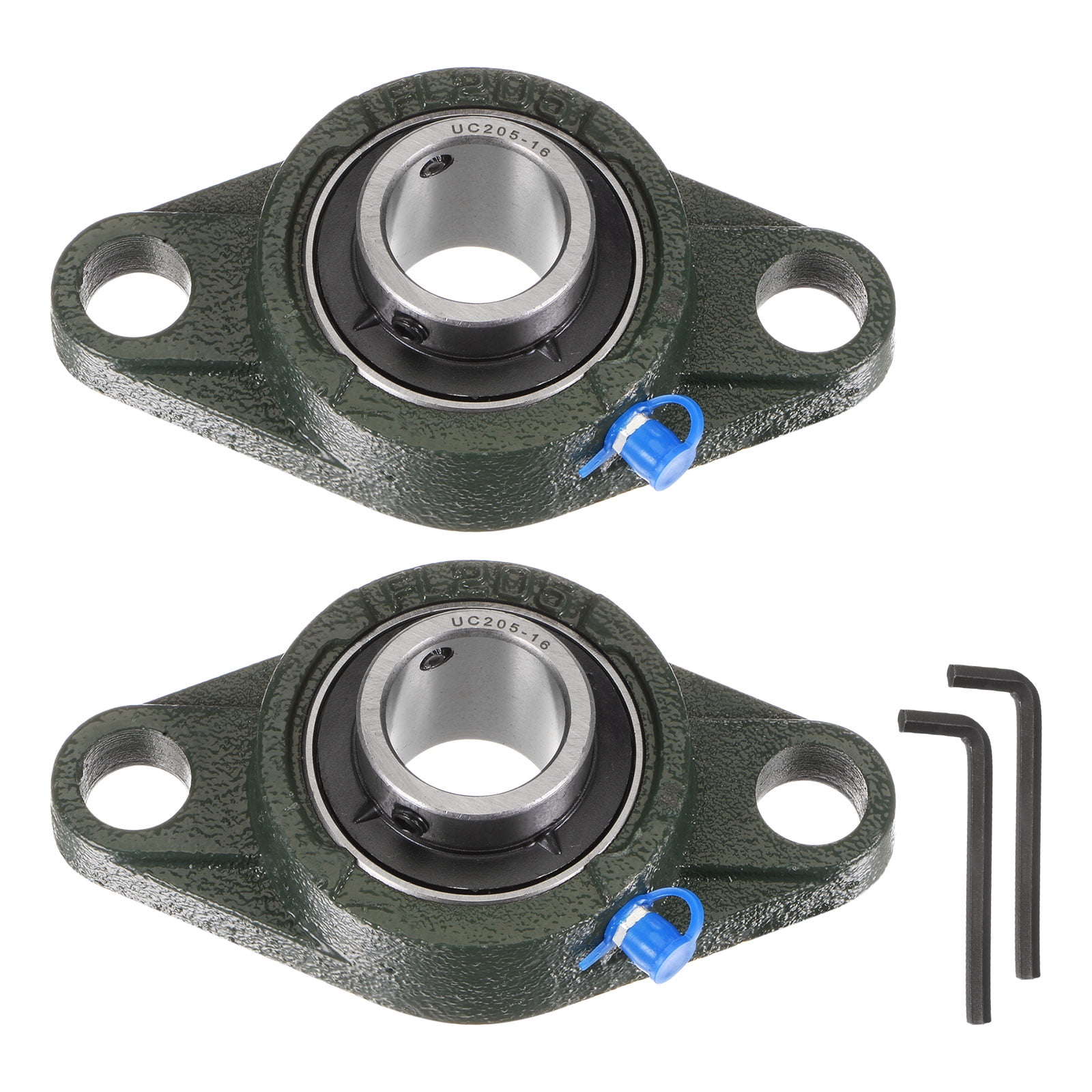 Uxcell 2pcs UCFL205-16 Pillow Block Bearing 1" Solid Cast Iron Base Chrome Steel Mounted Ball ...