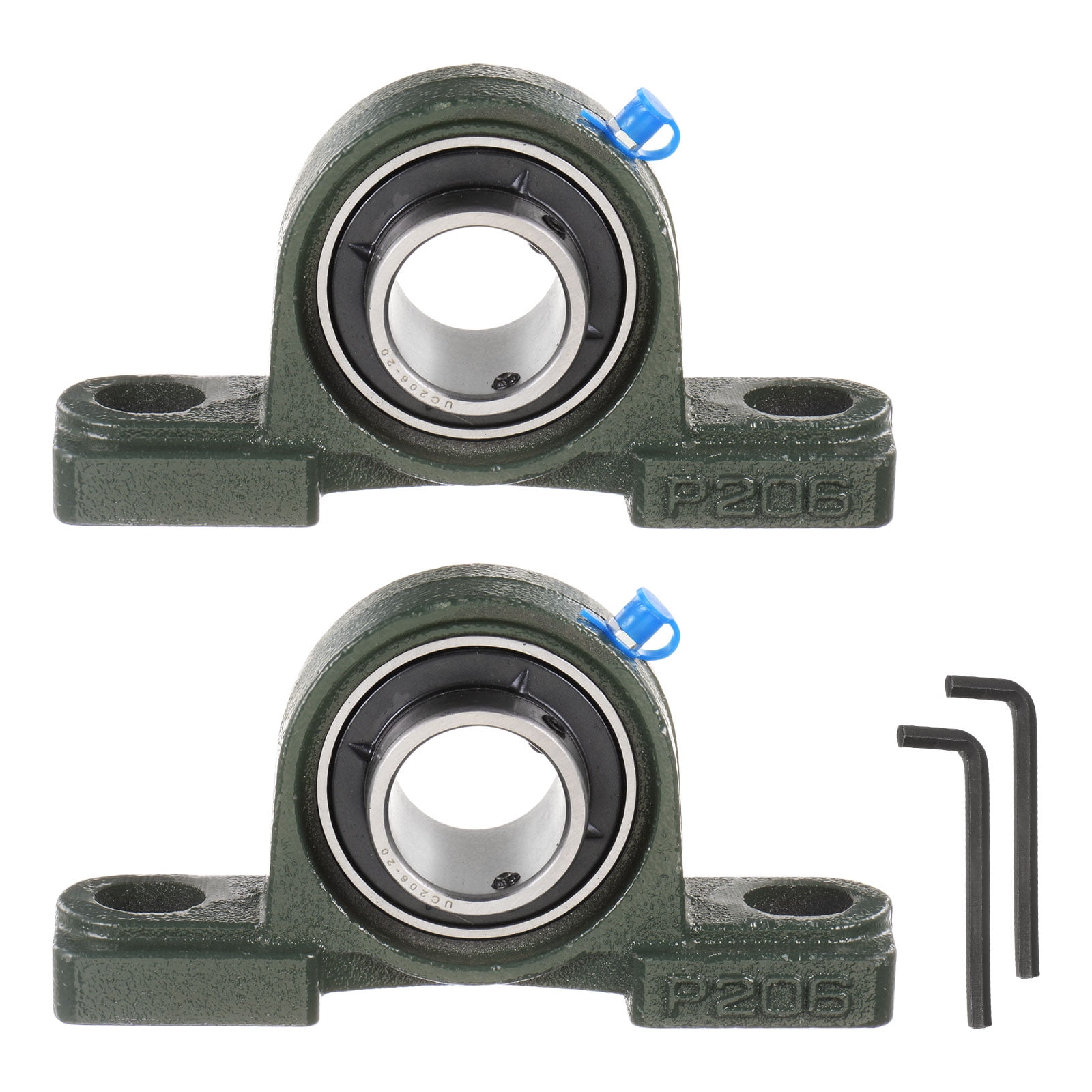 Uxcell 2pcs UCP206-20 Pillow Block Bearing 1-1/4" Solid Cast Iron Base Chrome Steel Mounted Ball ...