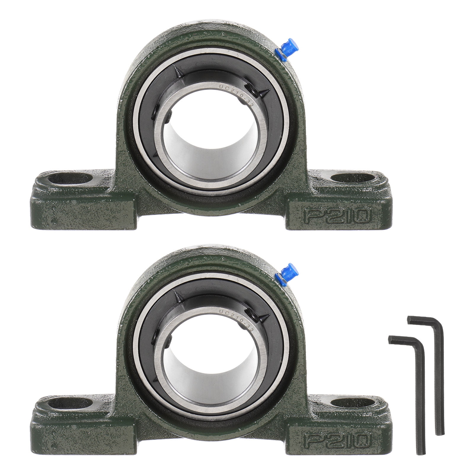 Uxcell 2pcs UCP210-32 Pillow Block Bearing 2" Solid Cast Iron Base Chrome Steel Mounted Ball ...