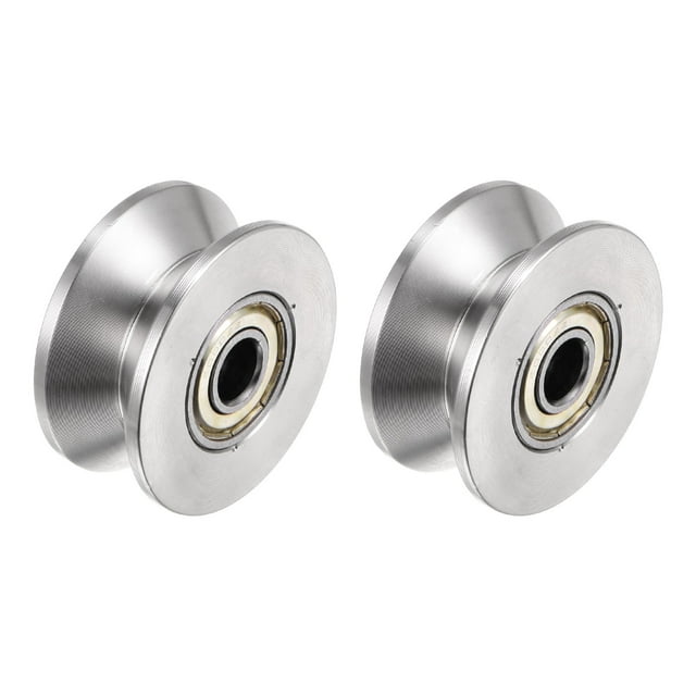 Uxcell 2pcs V Groove Track Wheel, 1.89" 304 Stainless Steel Sliding Gate Double Bearing Rollers ...