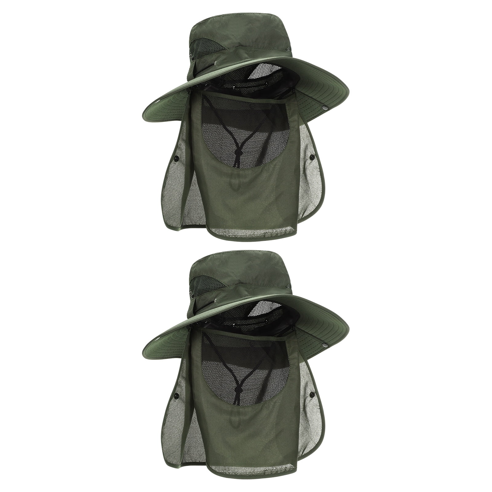 Uxcell 2pcs Wide Brim Bucket Hat Sun Hat with Removable Neck Face Flap ...
