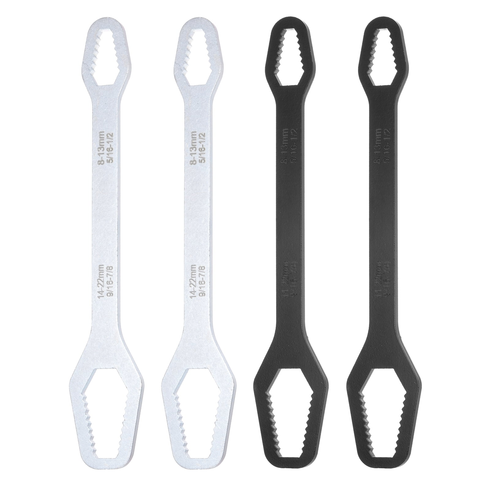 Uxcell 2set 8-22mm Double-ended Adjustable Wrench 0.2" Thick 9.1" Length, Silver Black - Walmart.com