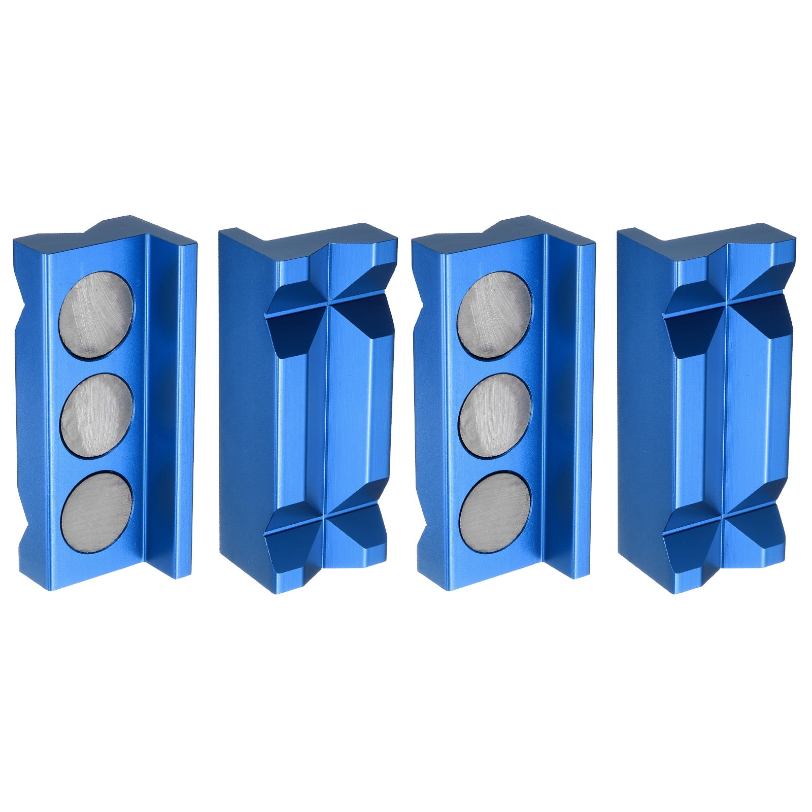 Uxcell 2set Magnetic Vise Jaws 4 Inch Magnet V-Grooves Soft Aluminum ...