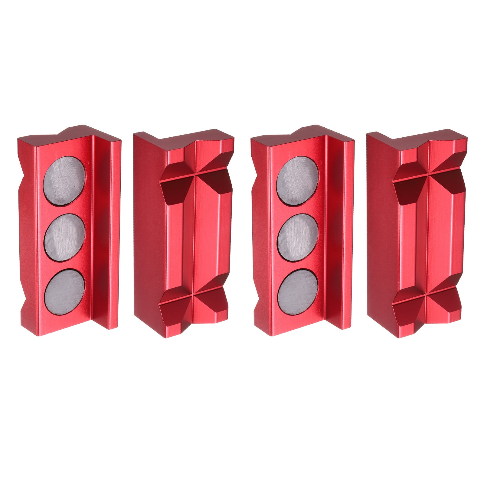 Uxcell 2set Magnetic Vise Jaws 4 Inch Magnet V-Grooves Soft Aluminum ...