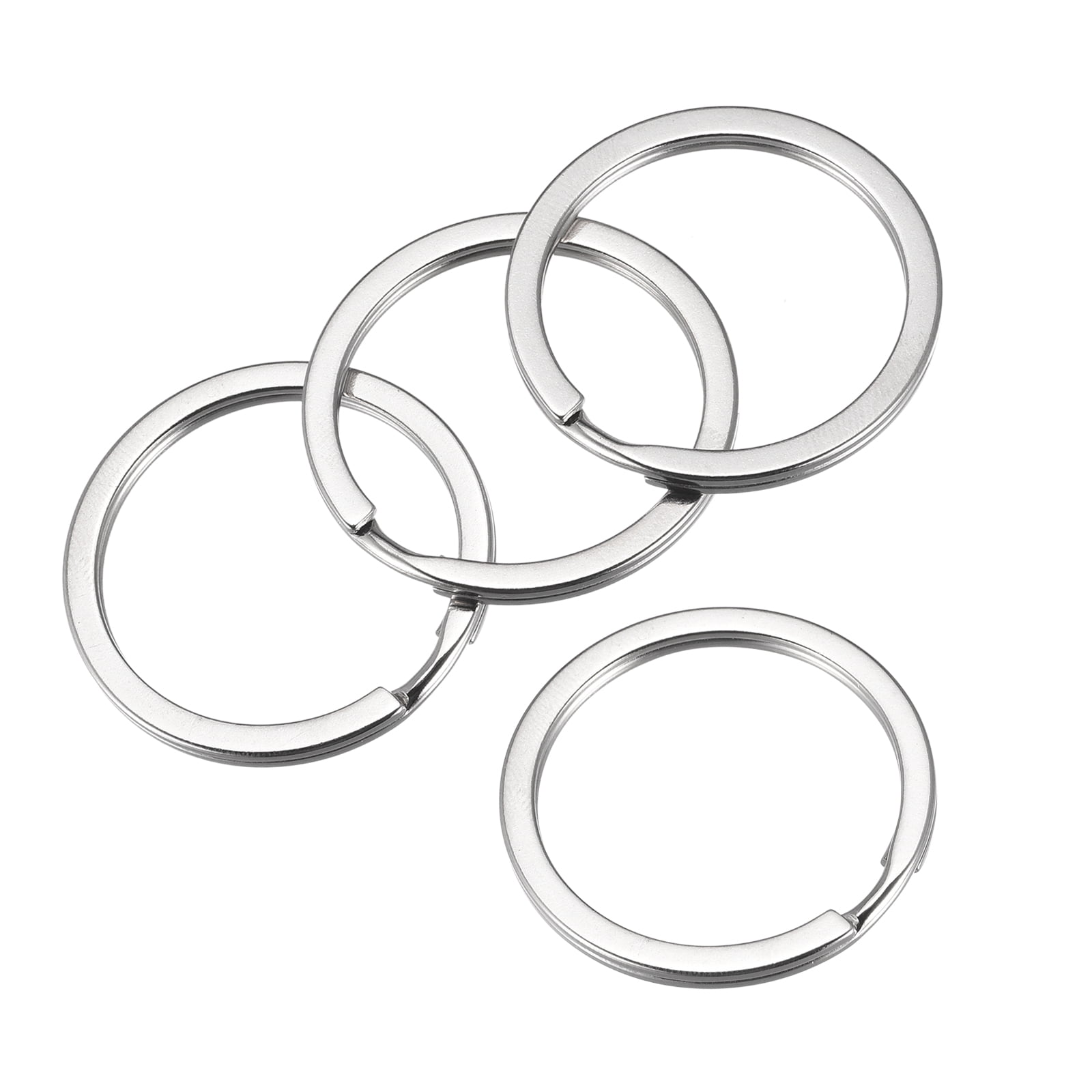 Uxcell 2x32mm Split Keychain Rings Round Flat Key Holder Carbon Steel Silver Tone 24 Pack ...