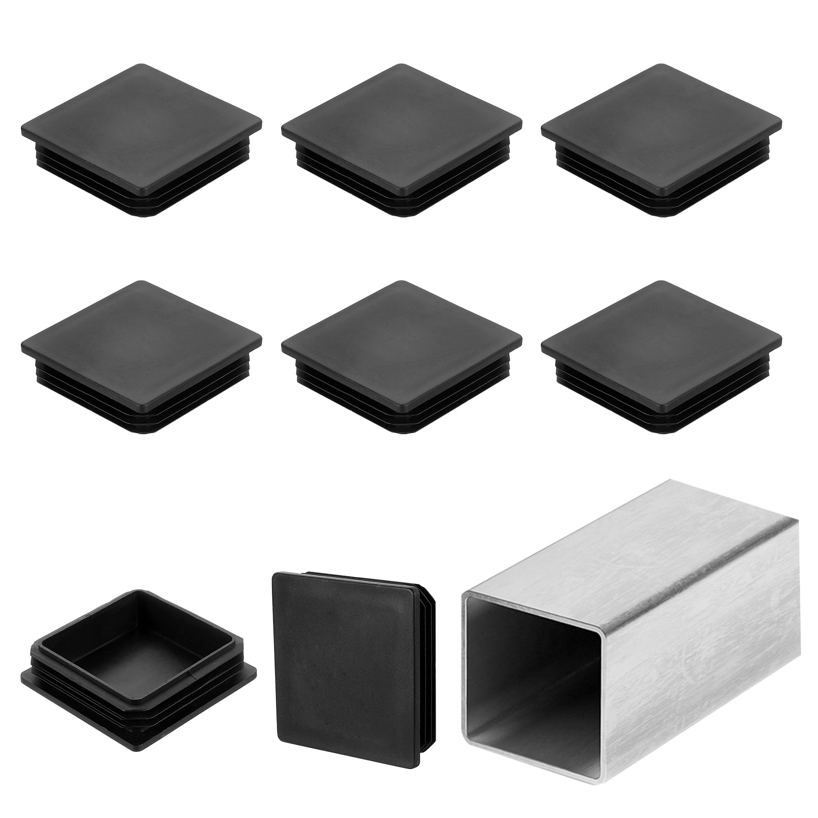 Uxcell 3 1/2" (90mm) Square Tubing End Caps, 8 Pcs Plastic Hole Plugs ...