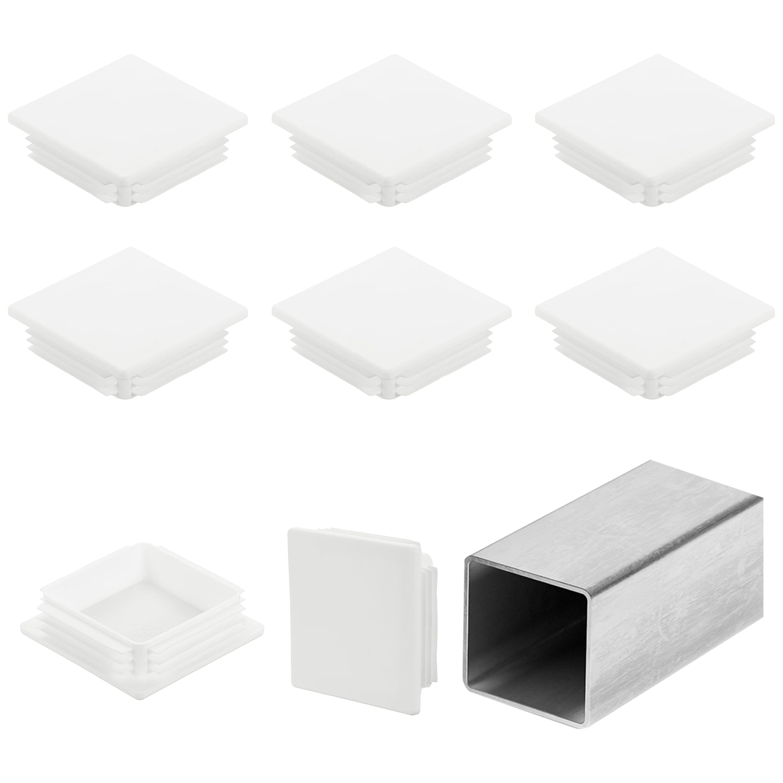 Uxcell 3 1/8" (80mm) Square Tubing End Caps, 8 Pcs Plastic Hole Plugs ...