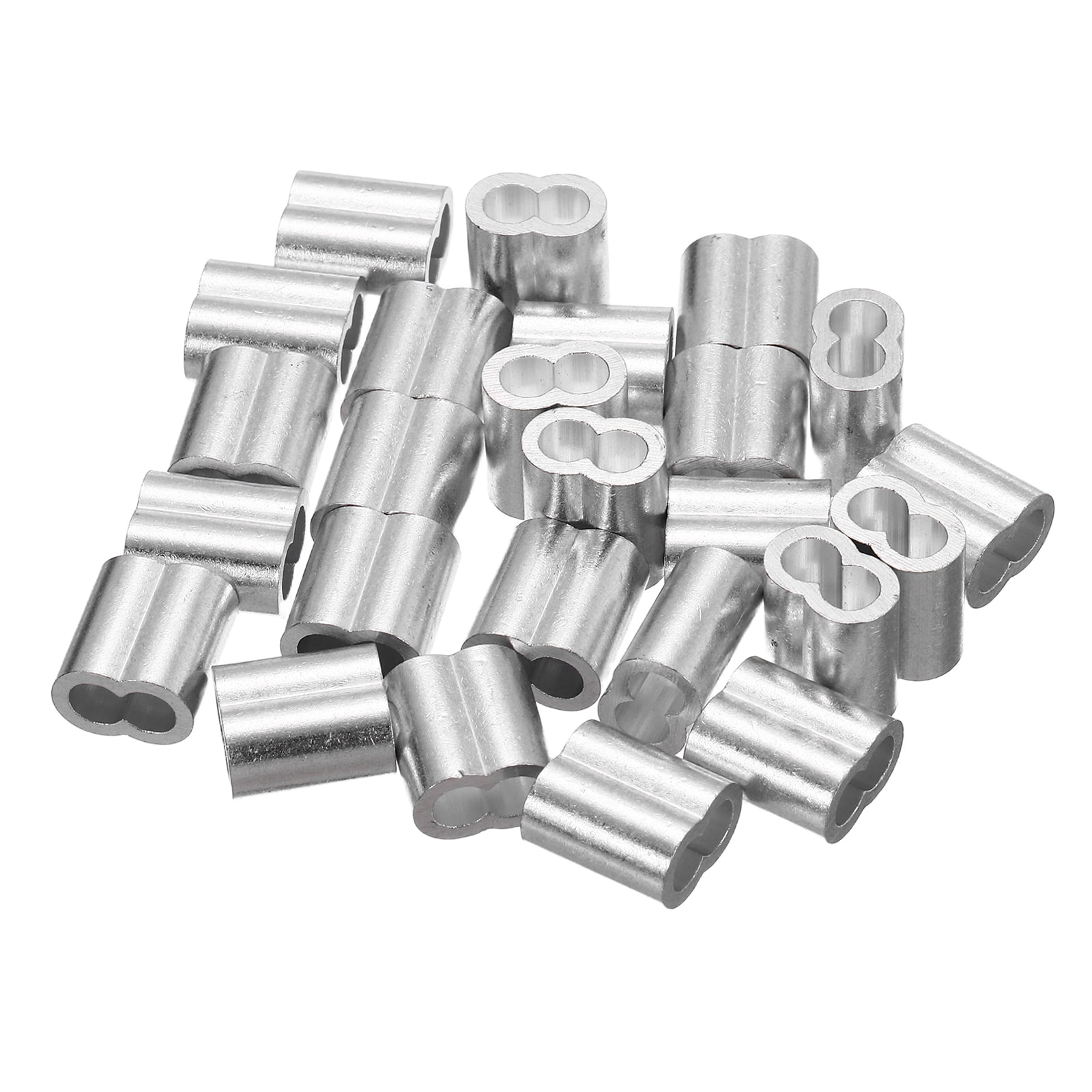 Uxcell 3/16"(4mm) Aluminum Crimping Loop Sleeve, Double Hole Cable ...