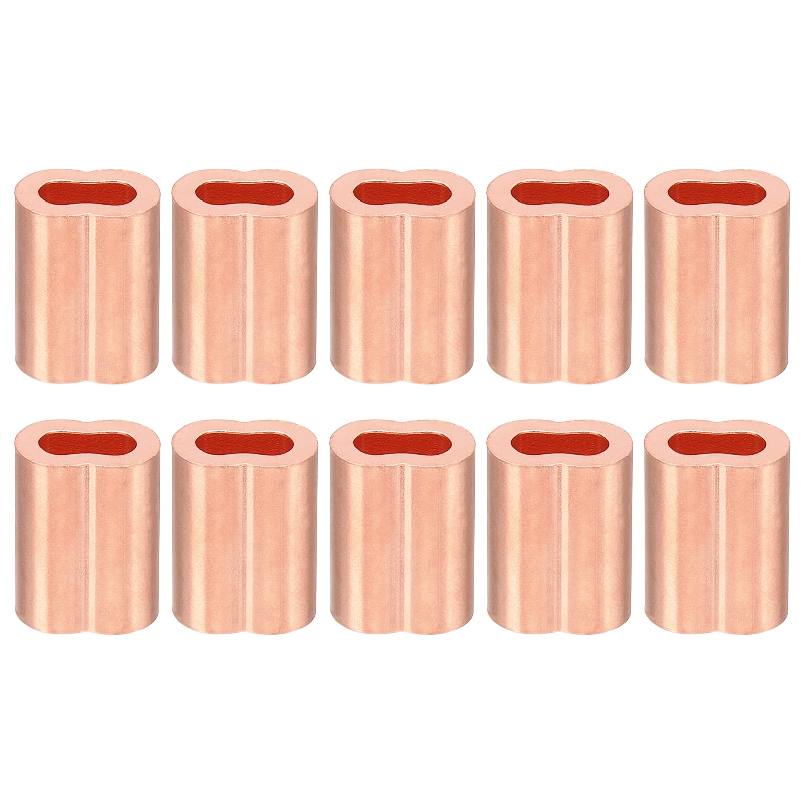 Uxcell 3/16"/ 5mm Wire Rope Loop Sleeve, 10 Pack Copper Double Ferrule ...