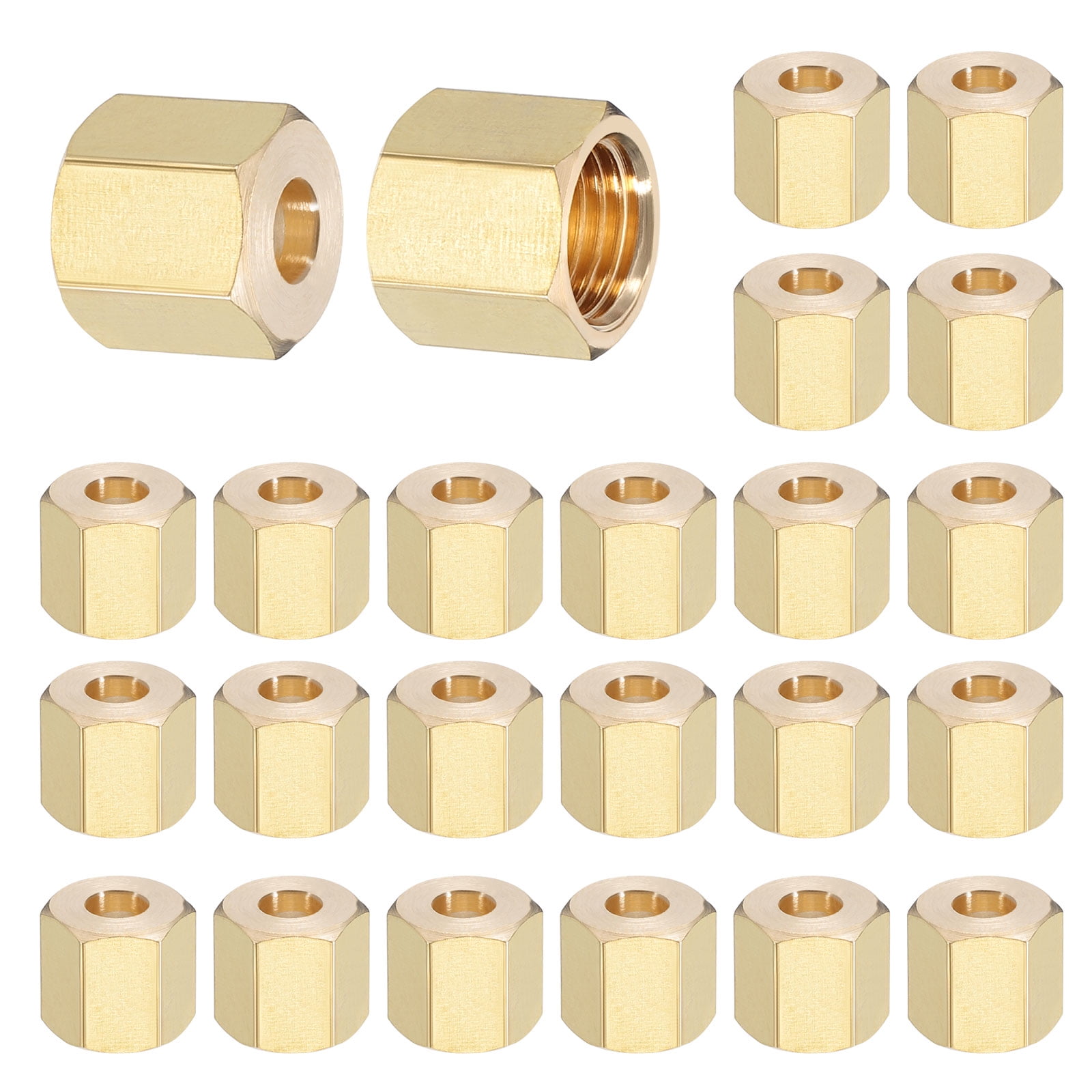 Uxcell 3/16 Brass Compression Nut 25Pcs Valve Cap Flare Tube Gas Line ...
