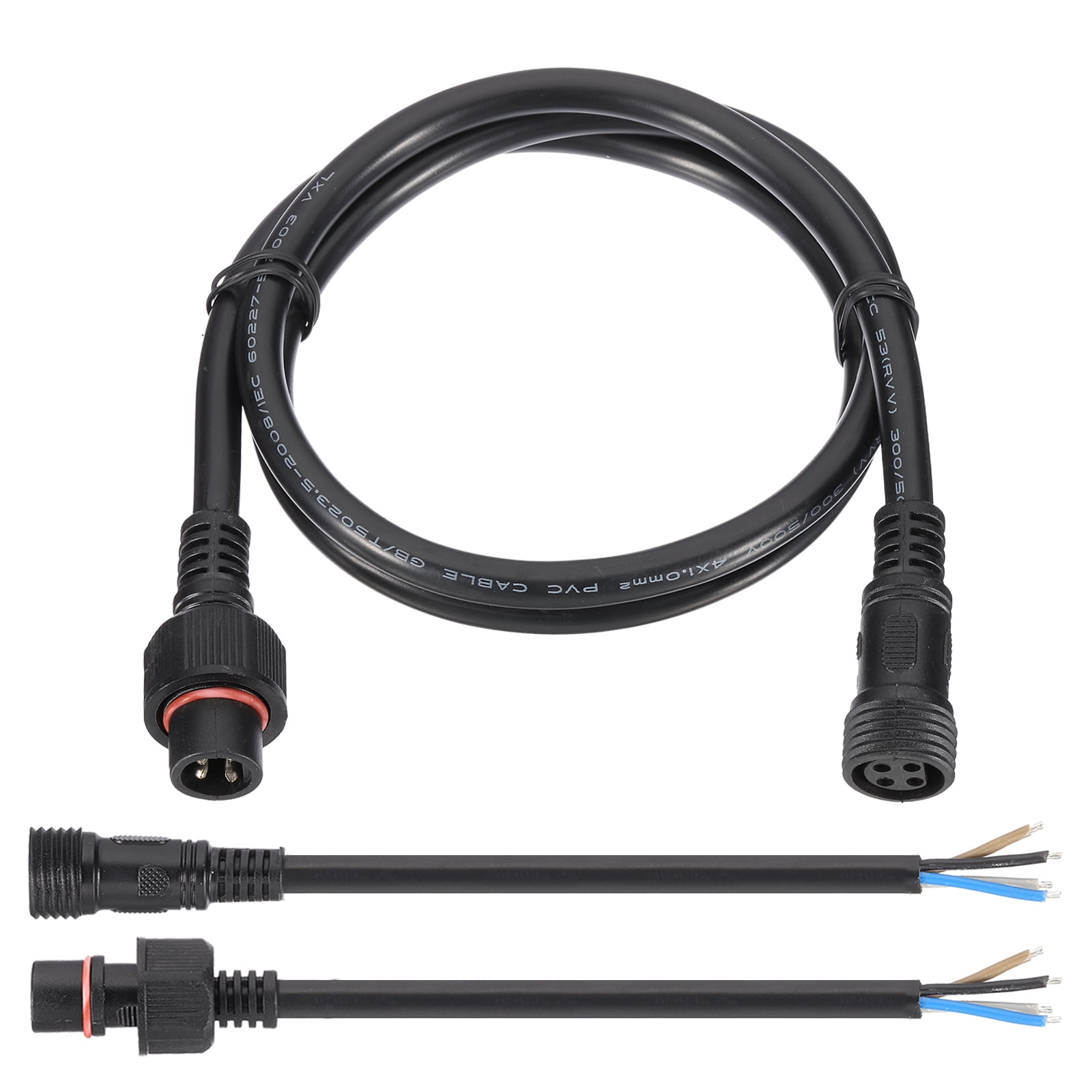 Uxcell 3.28Ft 17AWG IP67 4 Pin Extension Cable Wire with 7.87" Male Female Connector kit ...