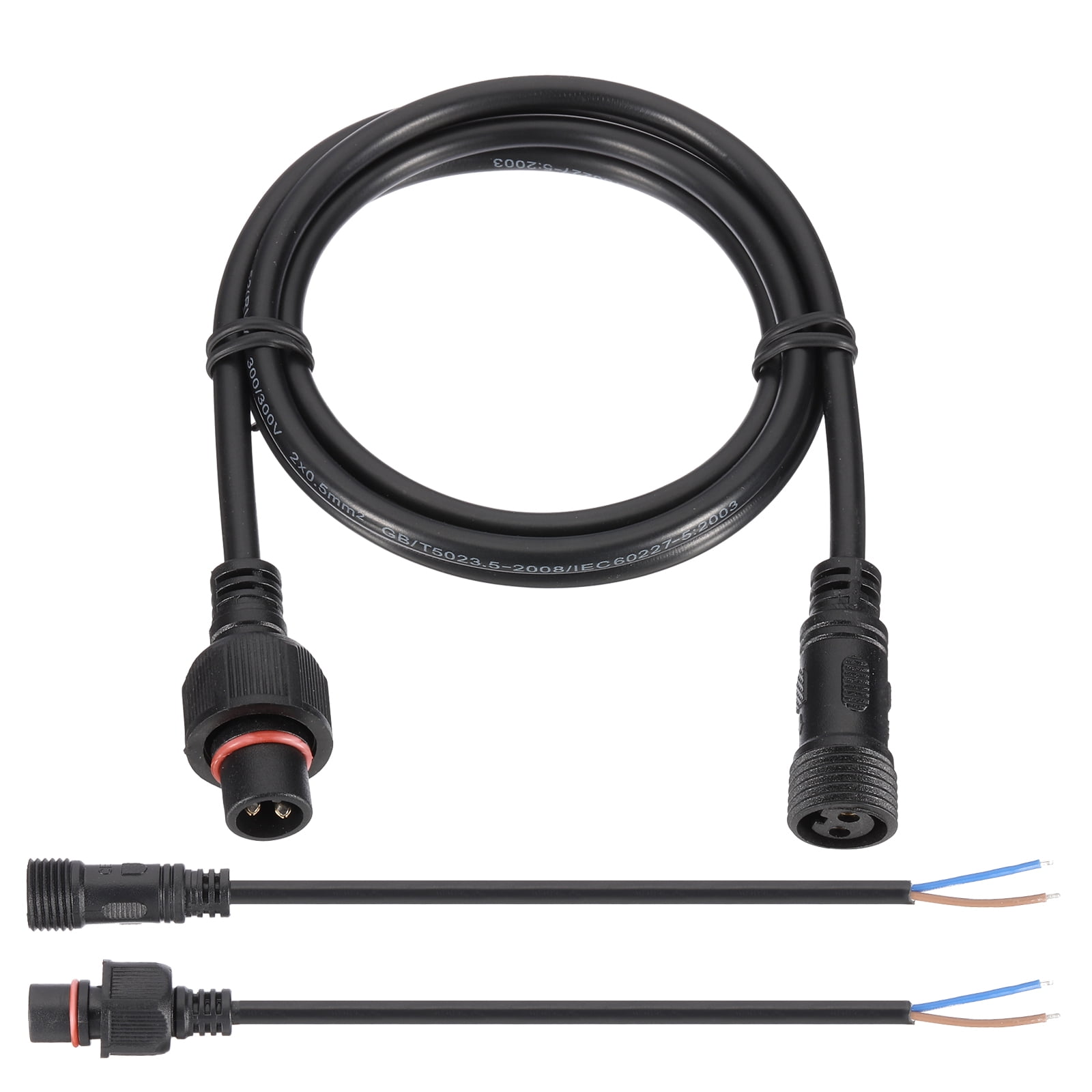 Uxcell 3.28Ft 20AWG IP67 2 Pin Extension Cable Wire with 7.87" Male ...