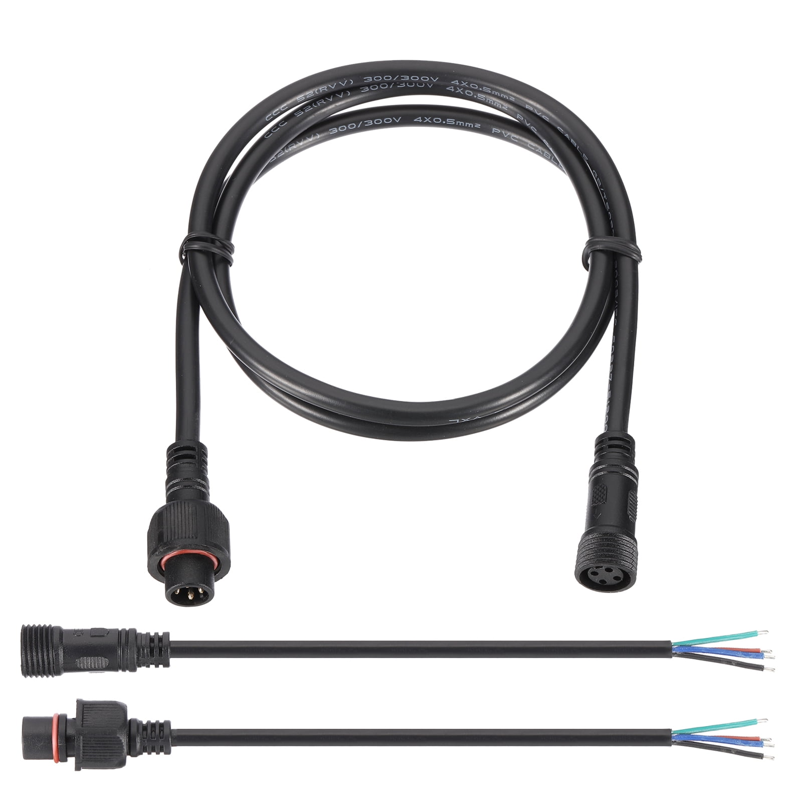 Uxcell 3.28Ft 20AWG IP67 4 Pin Extension Cable Wire with 7.87" Male ...