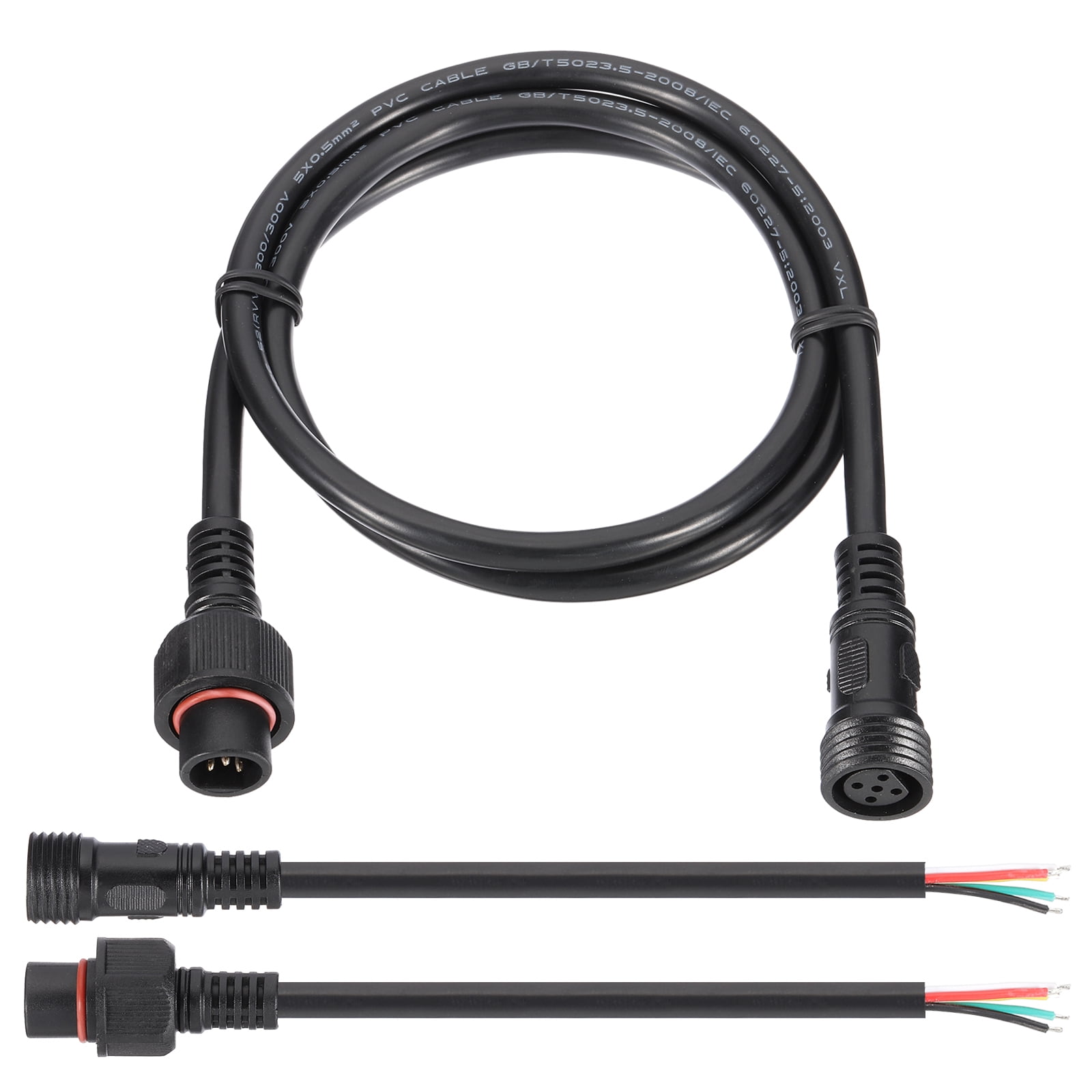 Uxcell 3.28Ft 20AWG IP67 5 Pin Extension Cable Wire with 7.87" Male ...
