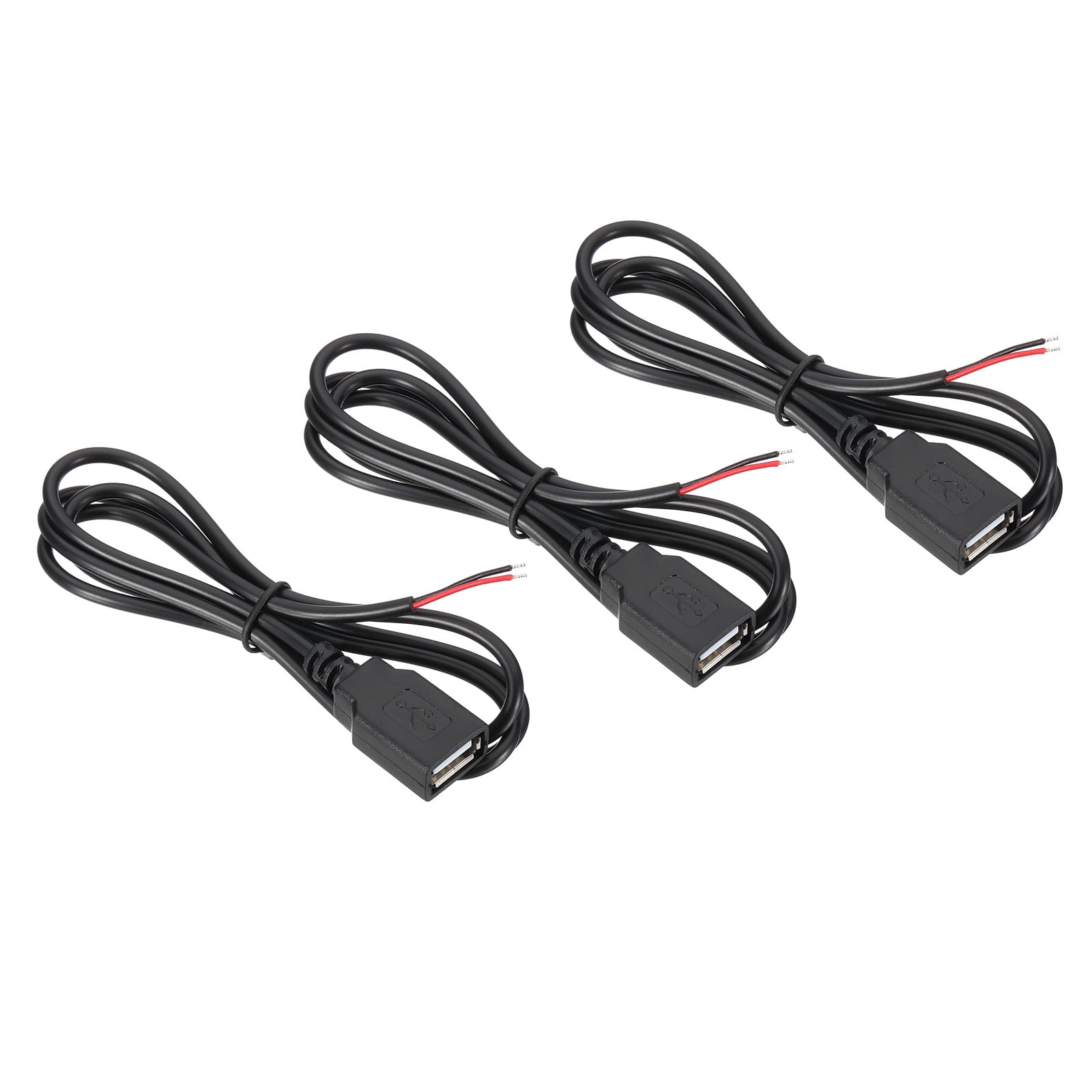 Uxcell 3.28Ft USB 2.0 Female to 2 Pin Bare Wire Pigtail Cable, 3pcs ...