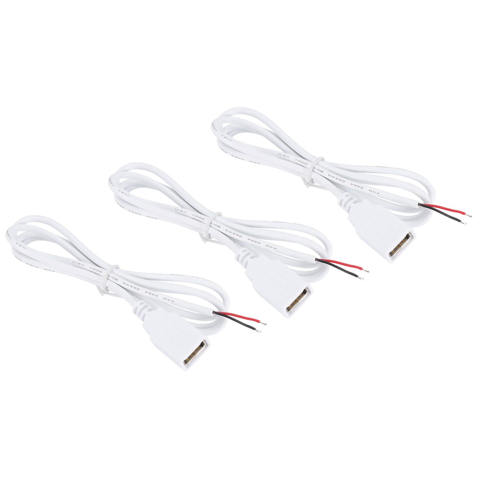 Uxcell 3.28Ft USB 2.0 Female to 2 Pin Bare Wire Pigtail Cable, 3pcs ...