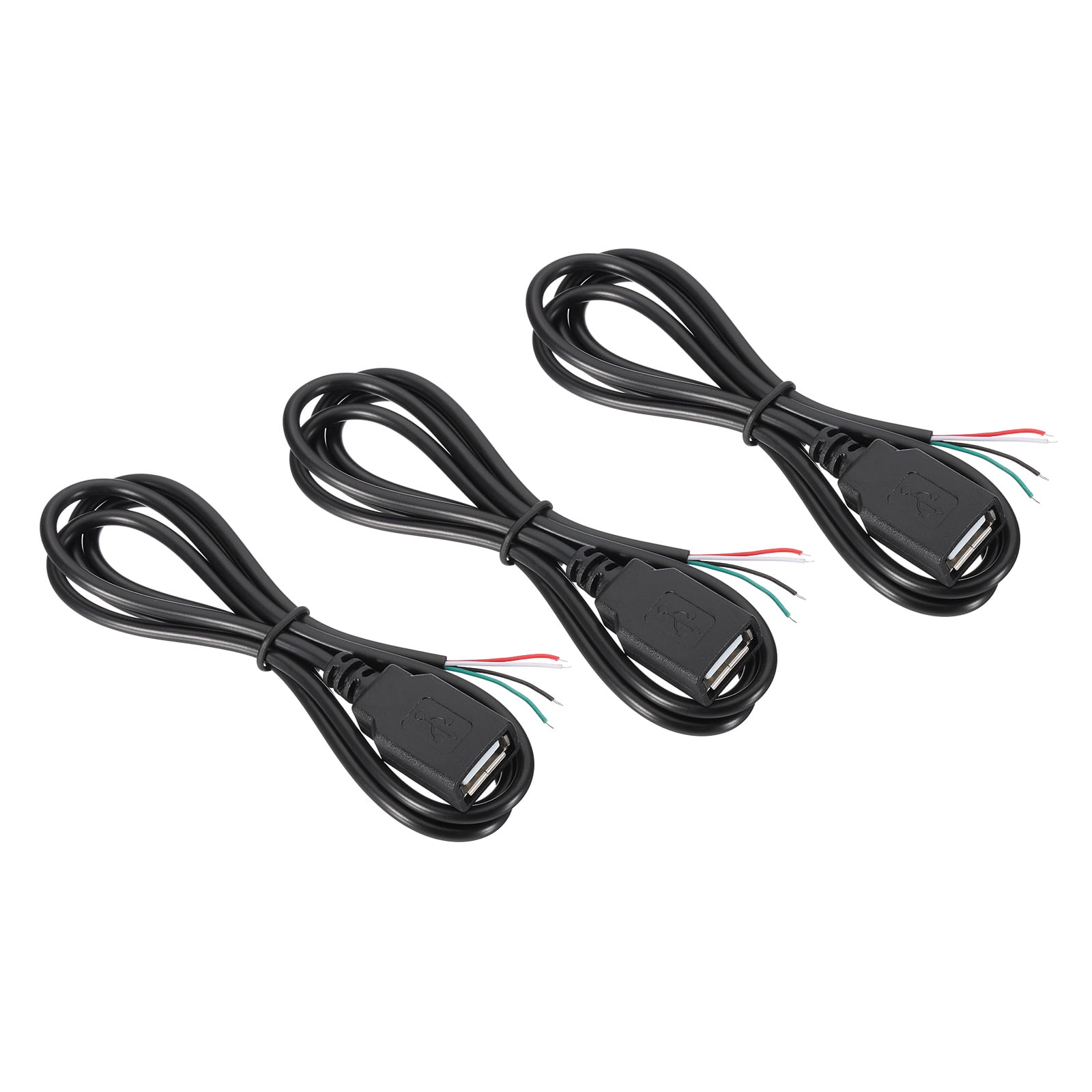 Uxcell 3.28Ft USB 2.0 Female to 4 Pin Bare Wire Pigtail Cable, 3pcs ...