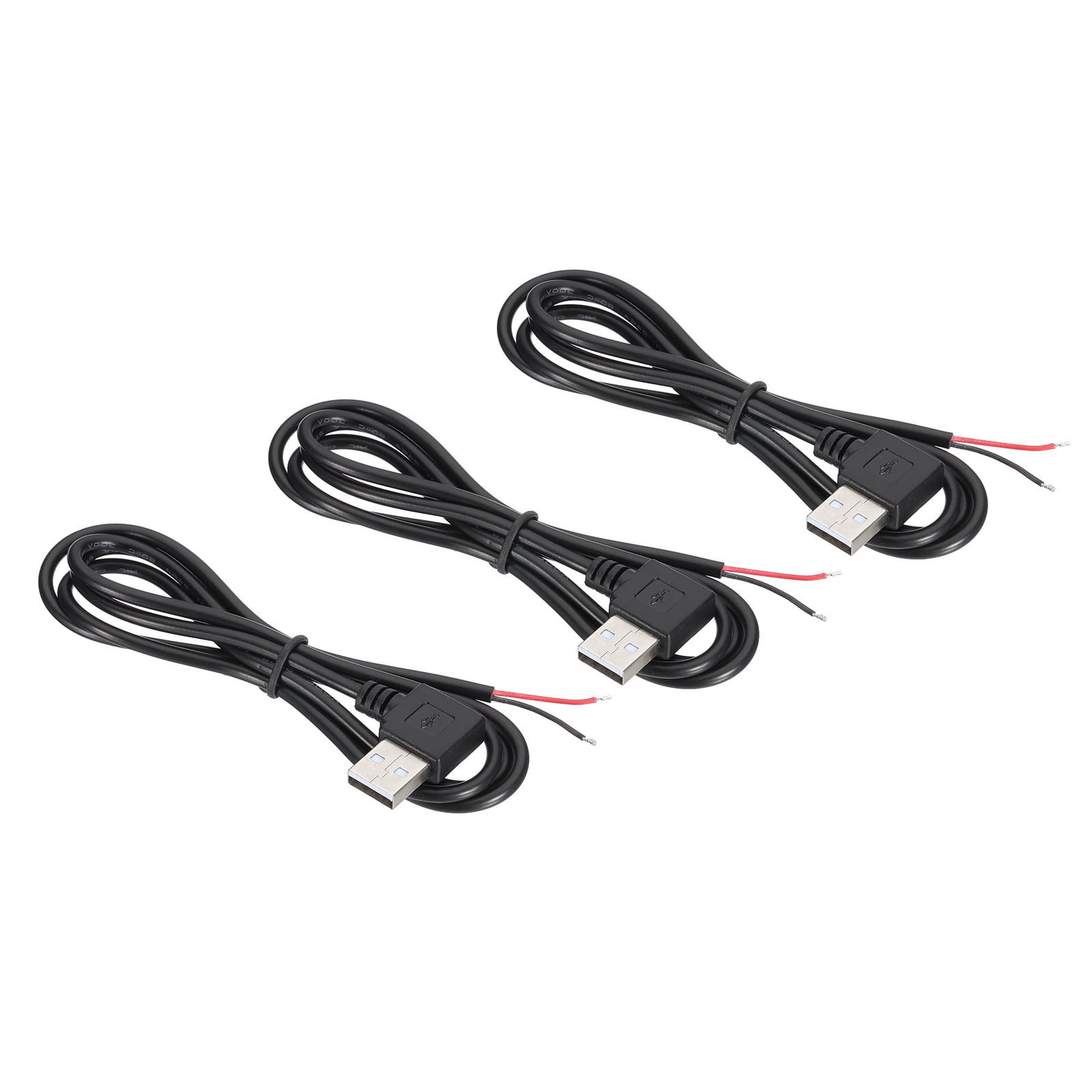 Uxcell 3.28Ft USB 2.0 Male to 2 Pin Bare Wire Pigtail Cable, 3pcs 22AWG ...