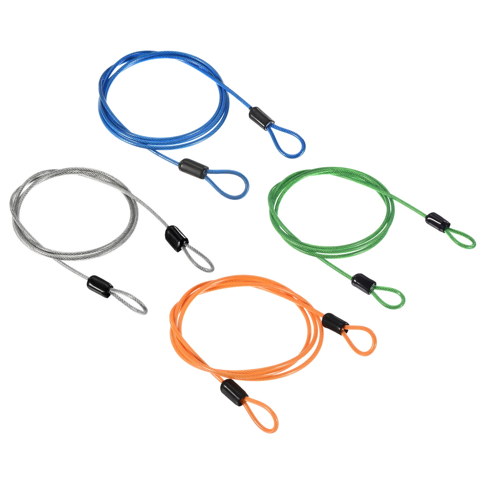 Uxcell 3.28ft Coated Security Cable Luggage Lock Rope Double Loop Steel ...