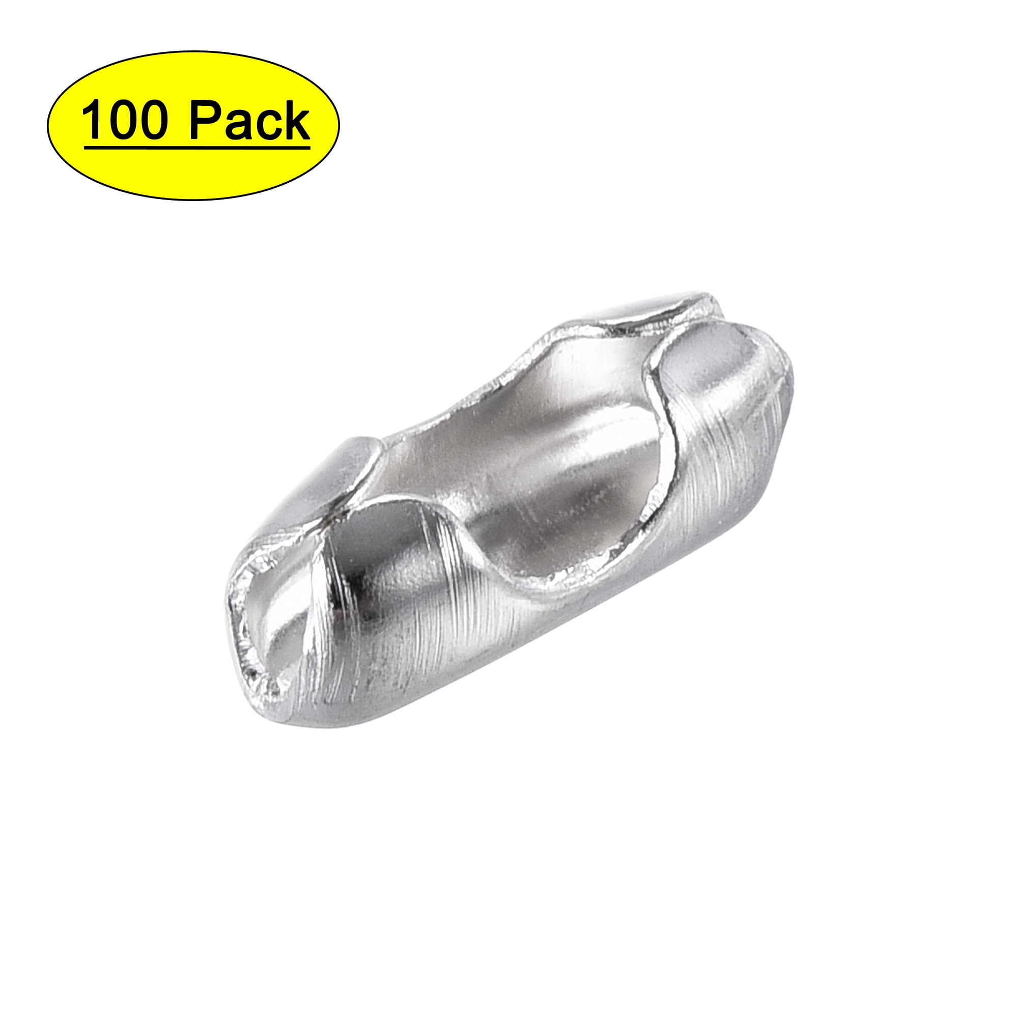Uxcell 3.2mm Crimp Link Ball Chain Connector Silver Tone for 100 Pack ...